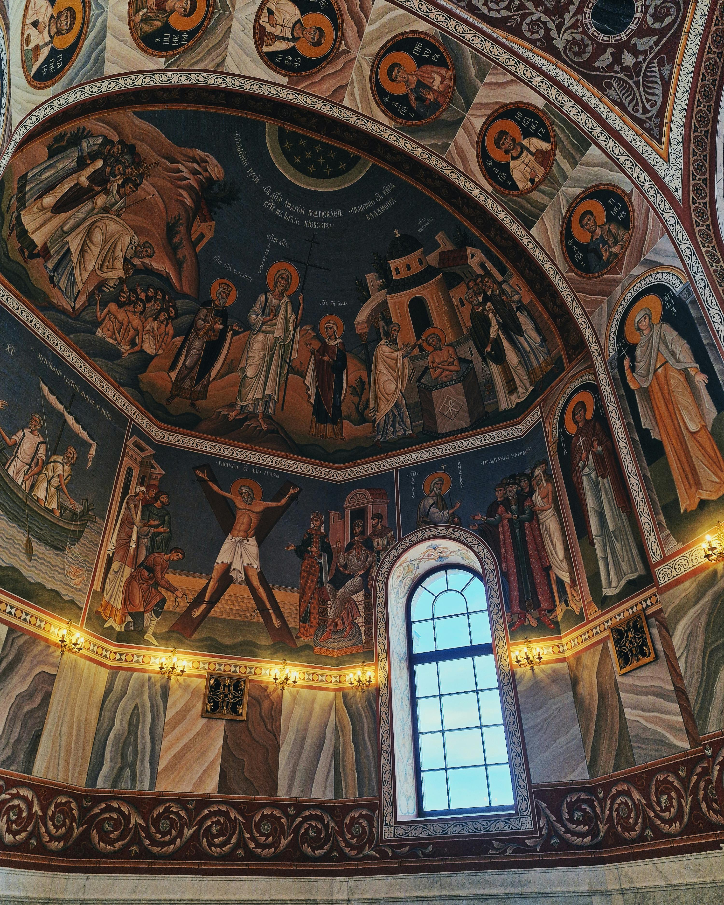Stunning Religious Frescoes in Ornate Church · Free Stock Photo