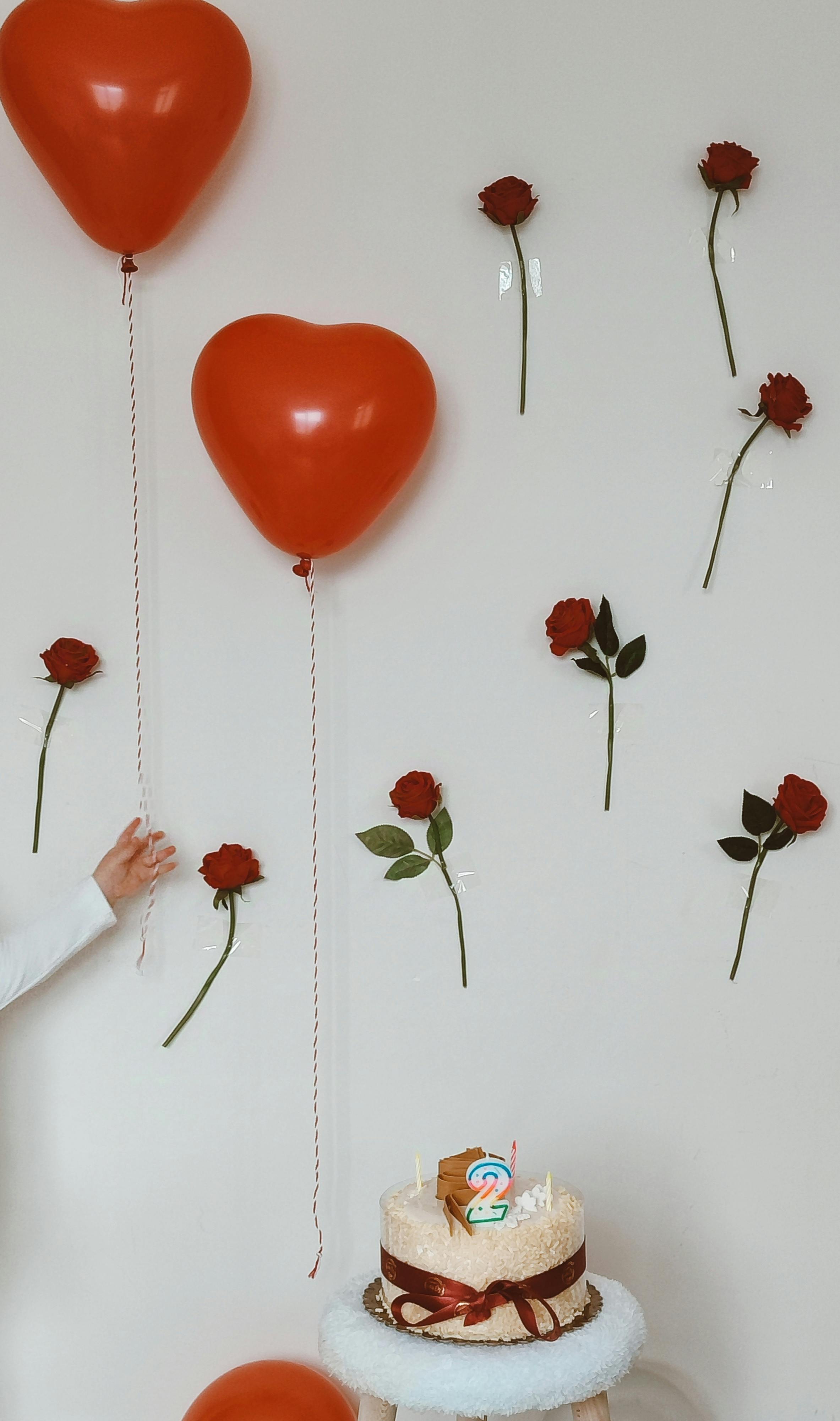 Romantic Birthday Celebration with Heart Balloons · Free Stock Photo