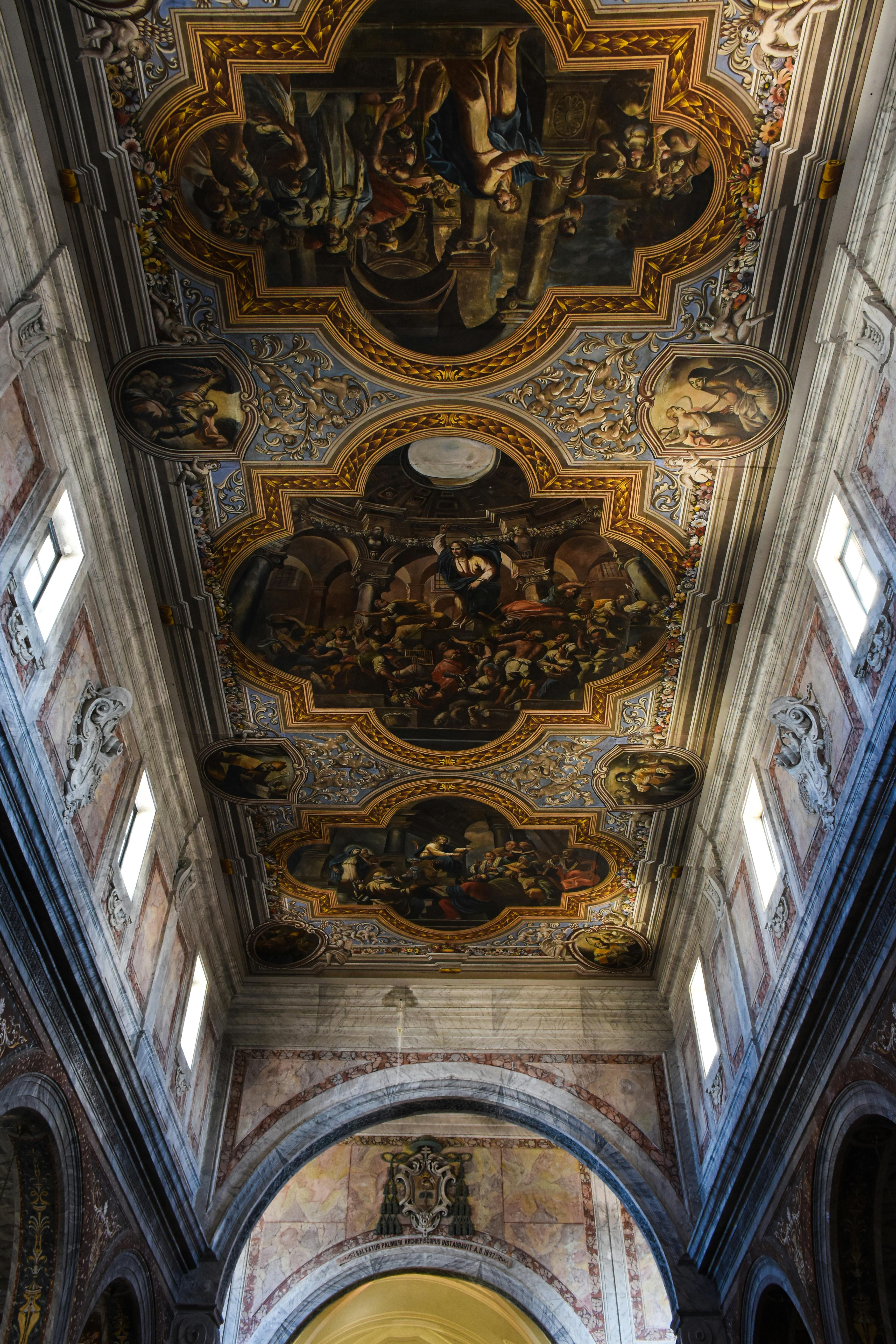Ornate Ceiling Fresco in Apulia Italy Church · Free Stock Photo