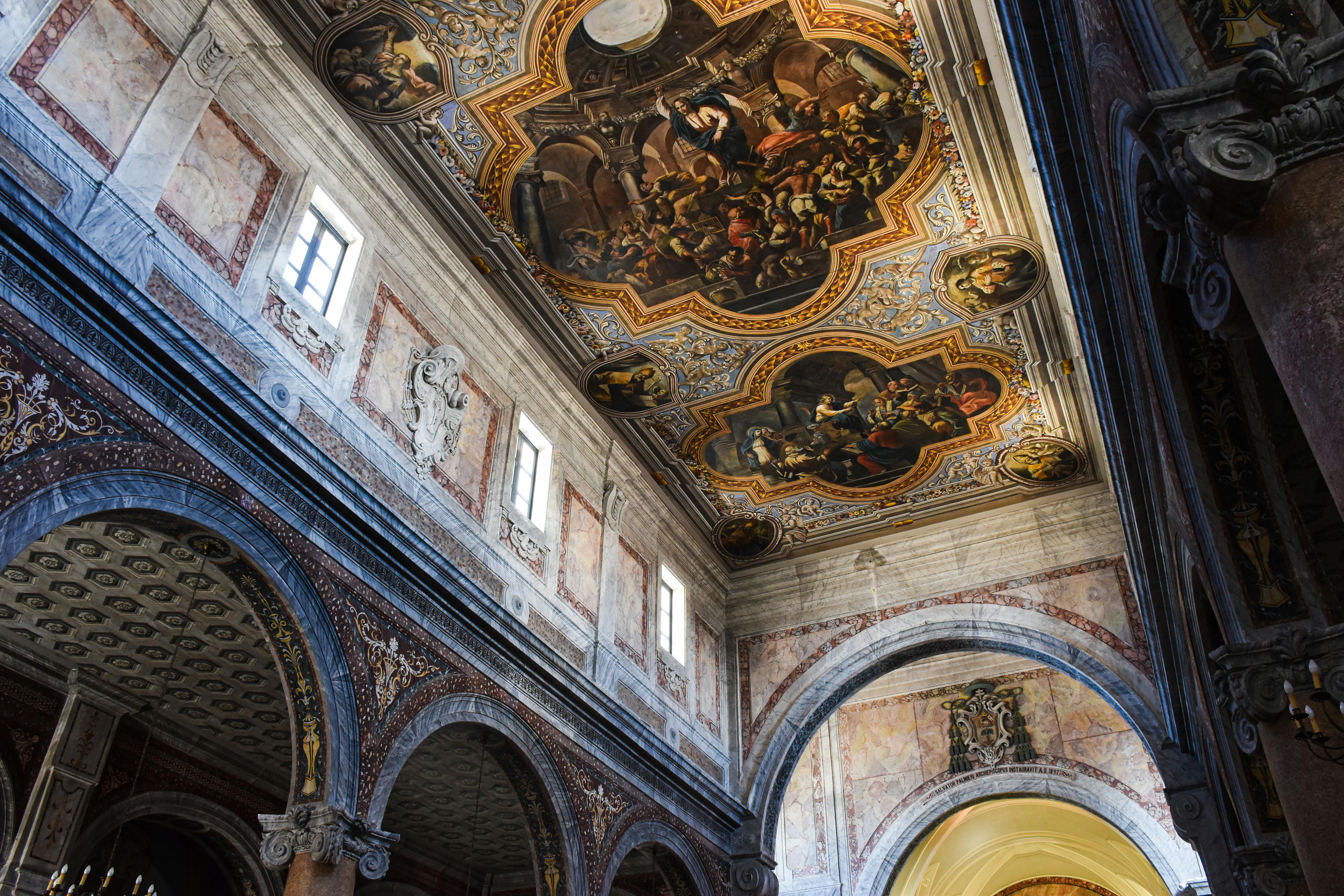 Ornate Ceiling of Historic Italian Church Interior · Free Stock Photo