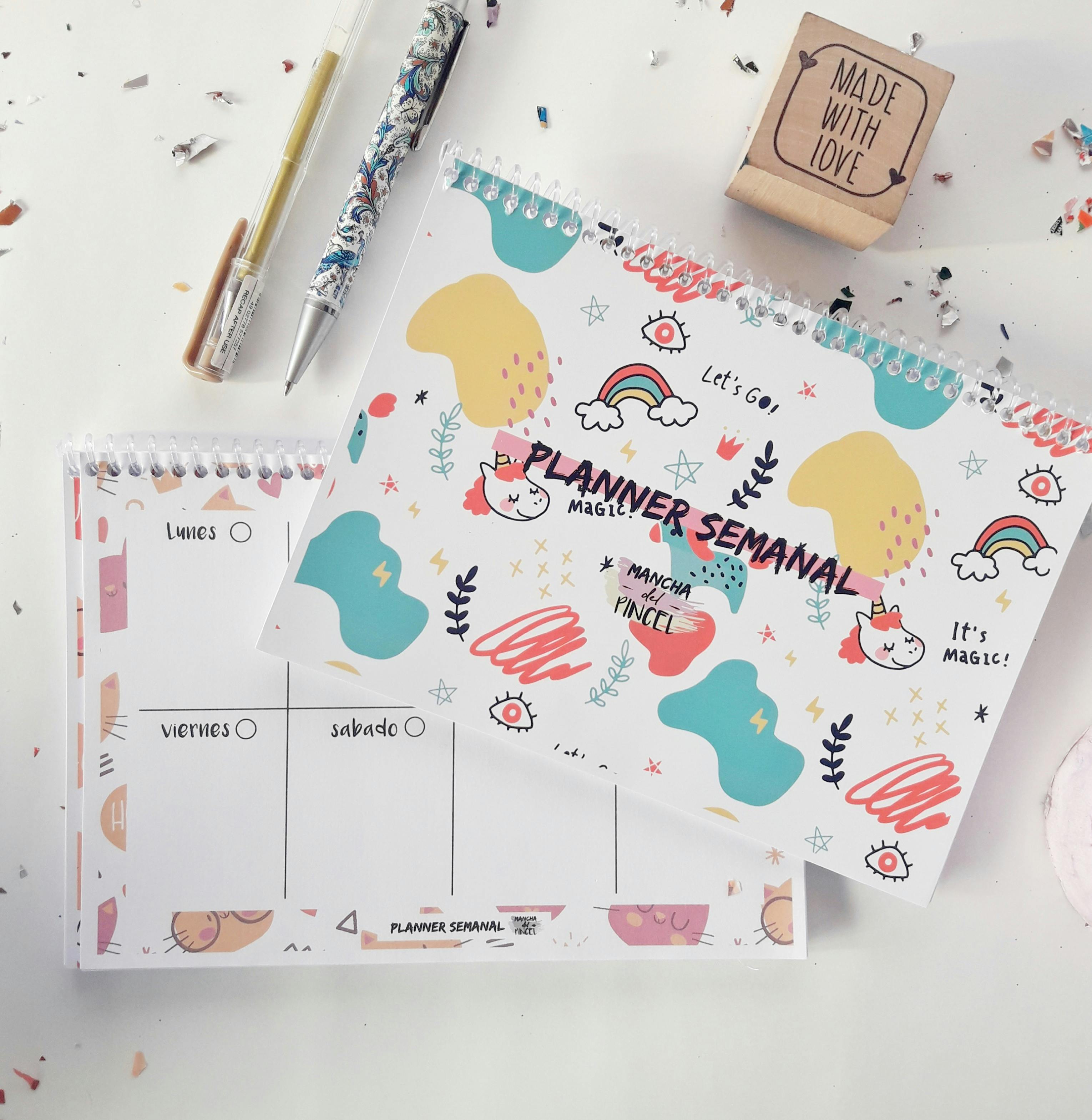 Colorful Weekly Planner with Accessories · Free Stock Photo