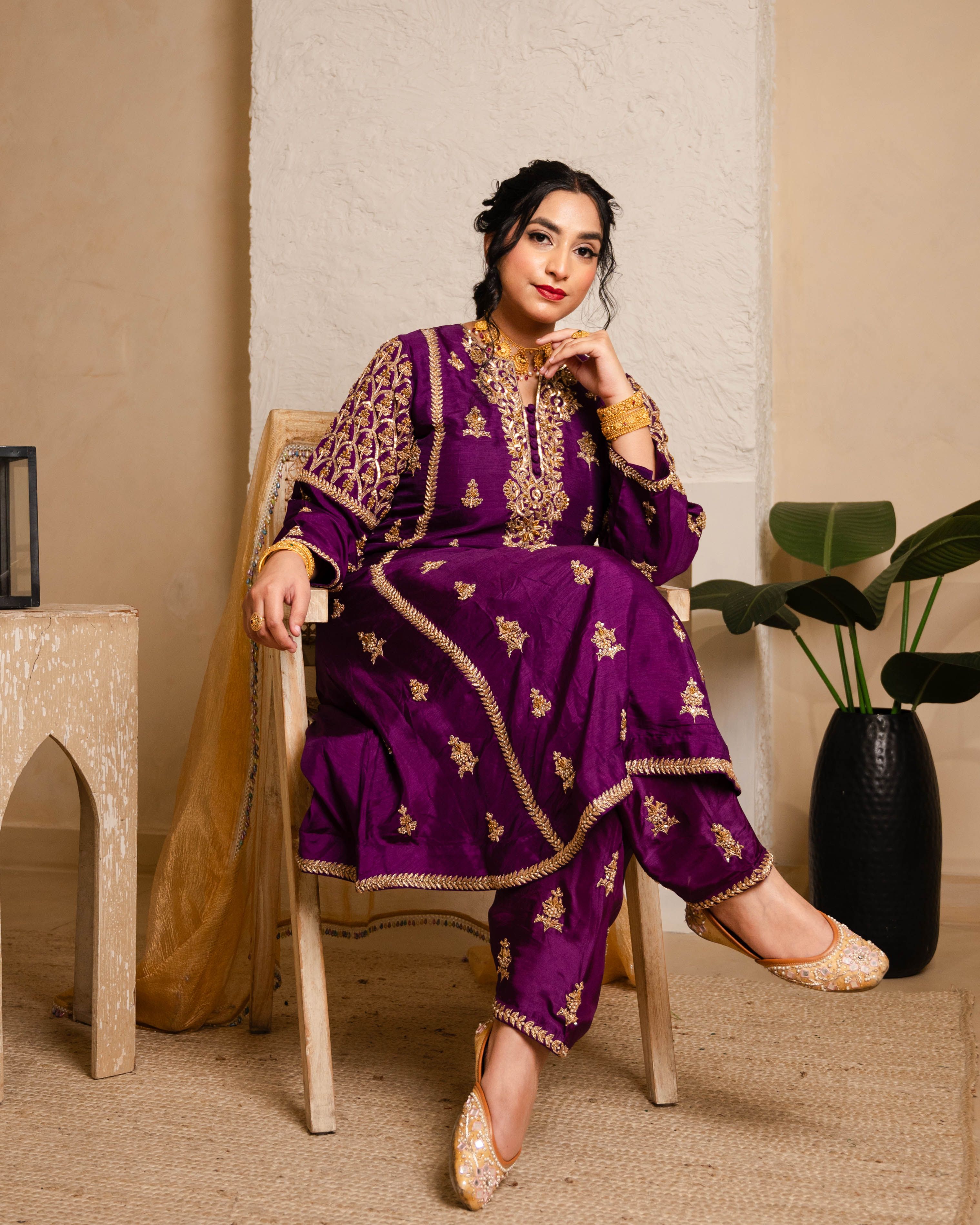 Elegant Woman in Traditional Purple Attire · Free Stock Photo