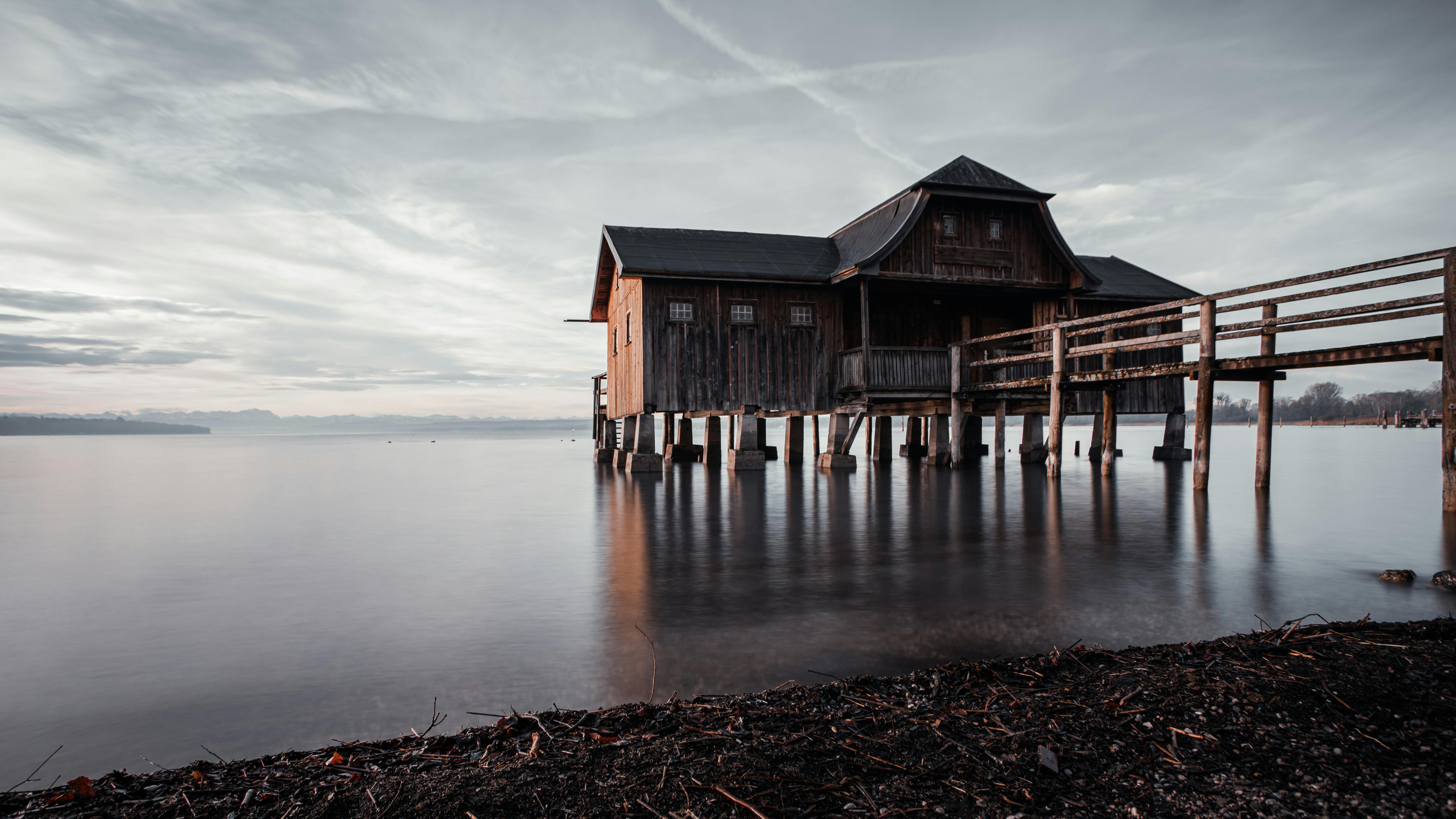 Rustic Wooden Boathouse on Lake in Bavaria · Free Stock Photo