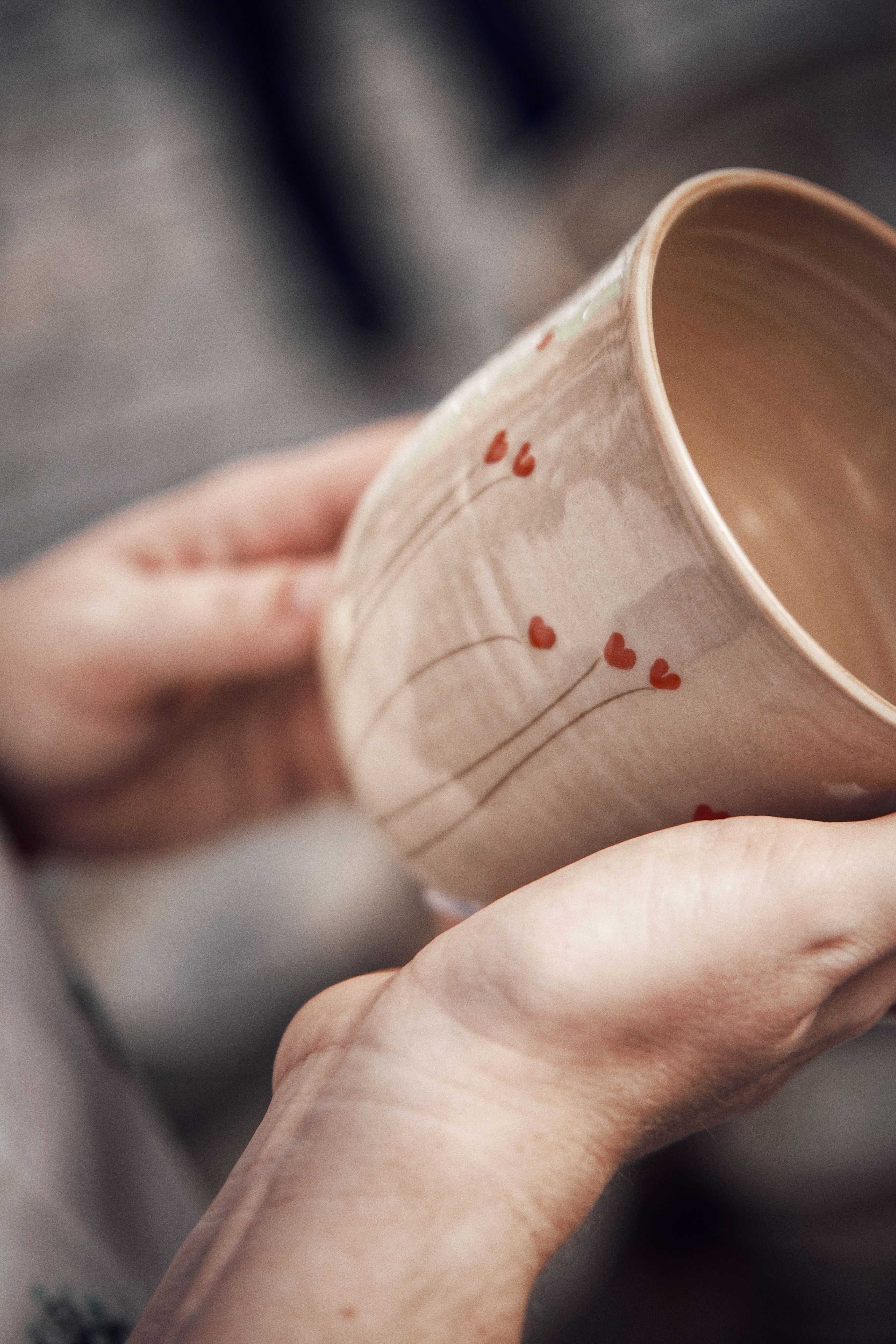 Handcrafted Ceramic Mug with Heart Designs · Free Stock Photo
