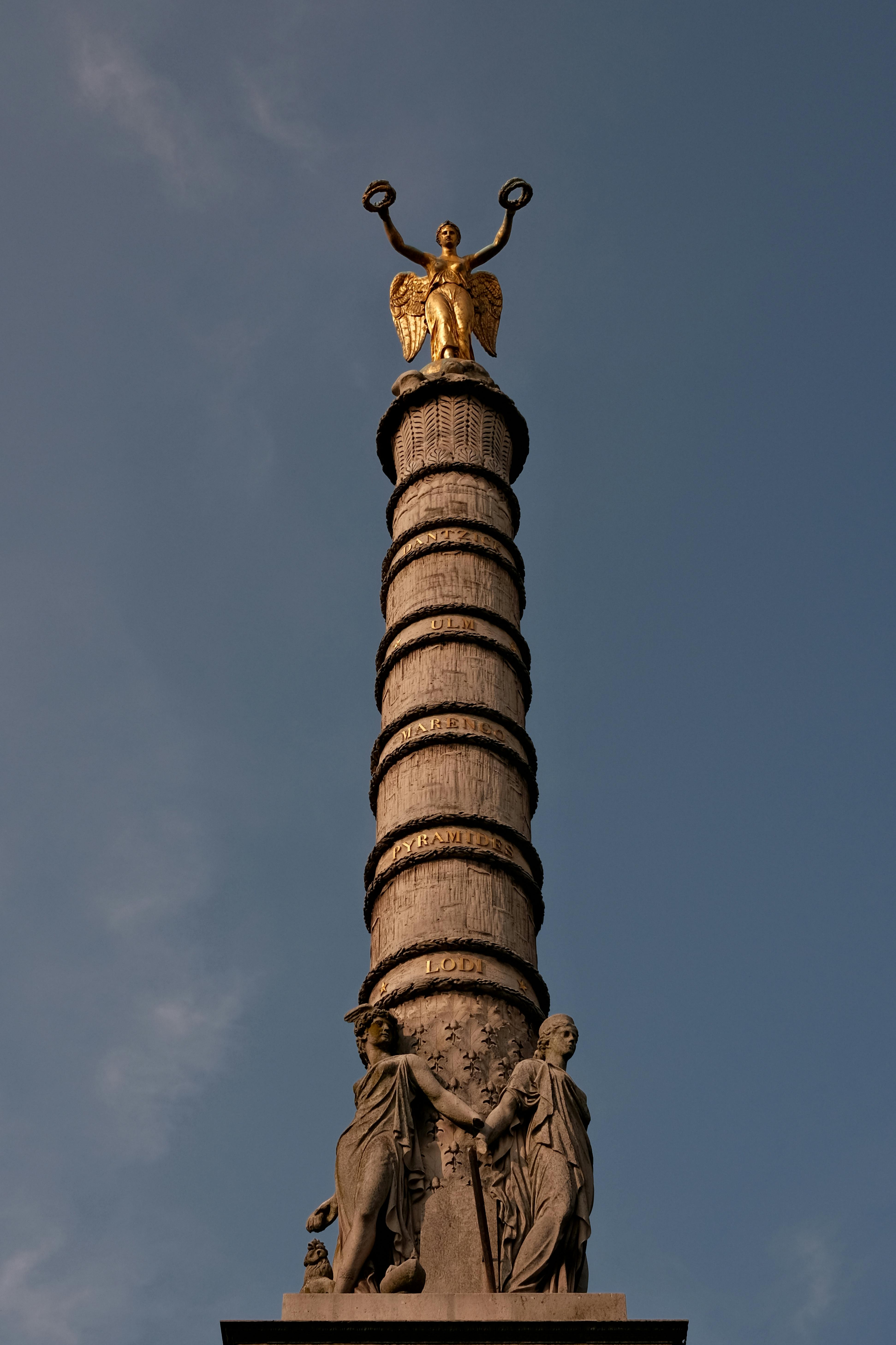 Monumental Column with Golden Statue against Sky · Free Stock Photo