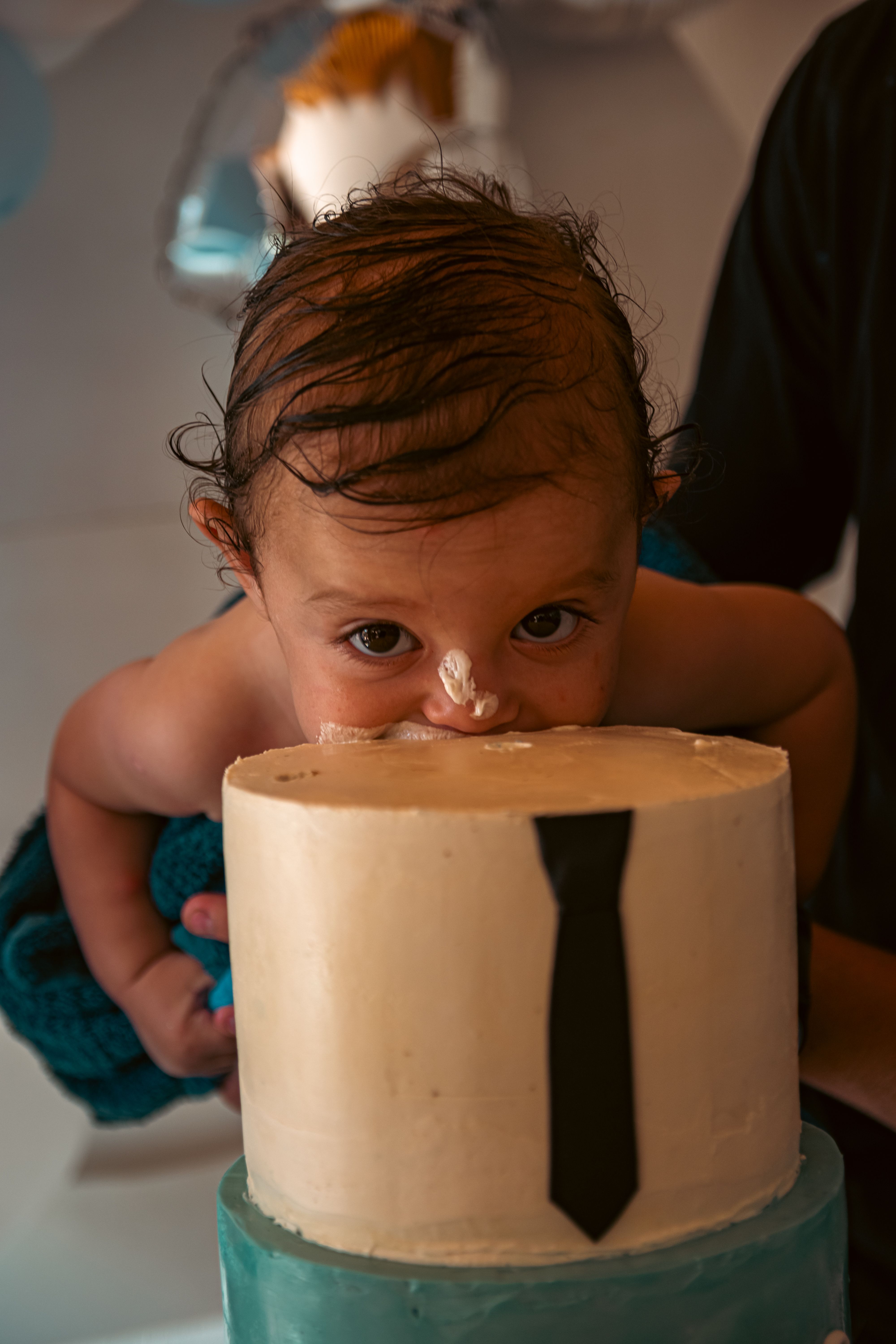Adorable Baby Smashes Cake at Birthday Party · Free Stock Photo