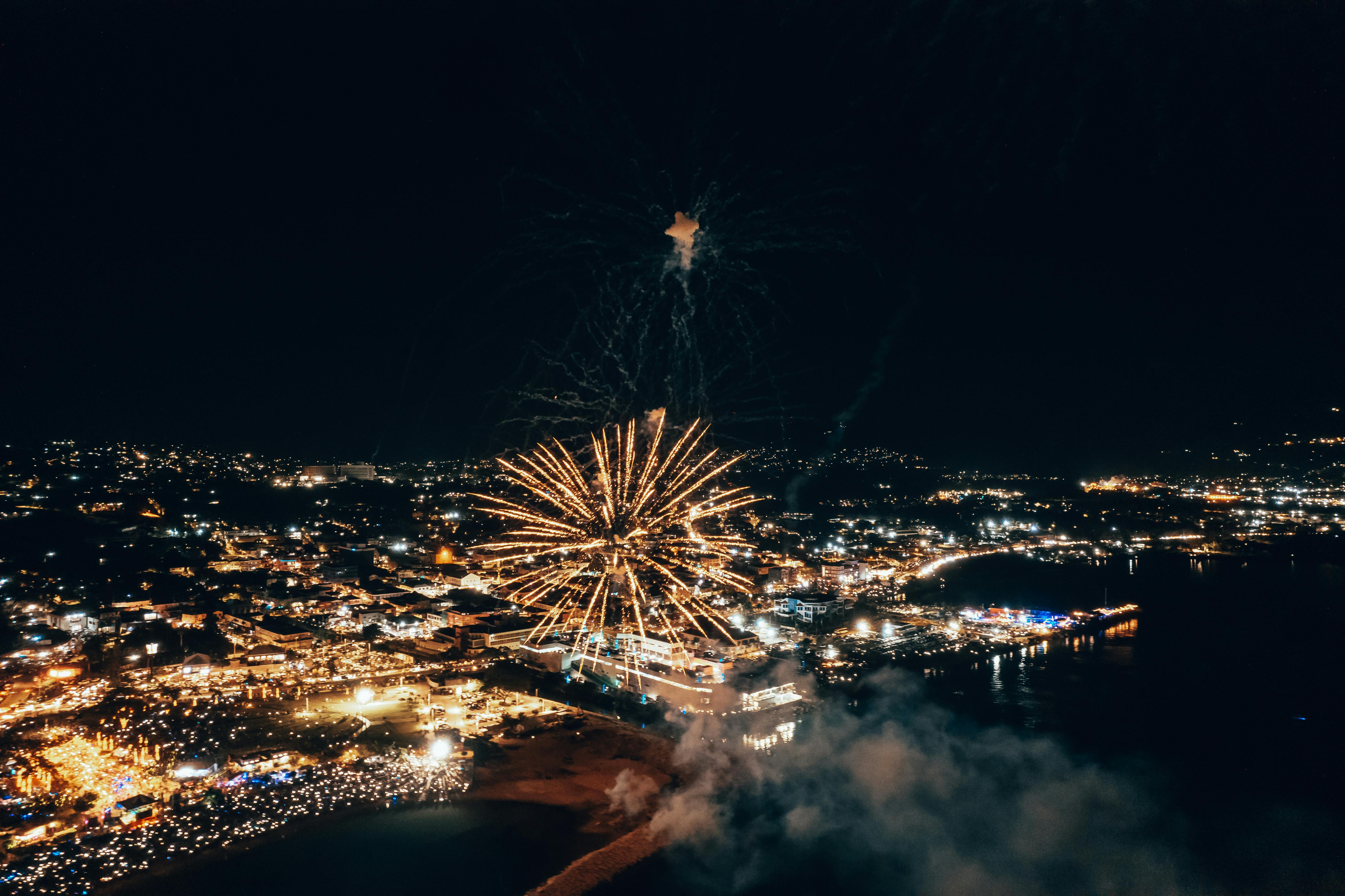 Spectacular Fireworks Over Montego Bay at Night · Free Stock Photo