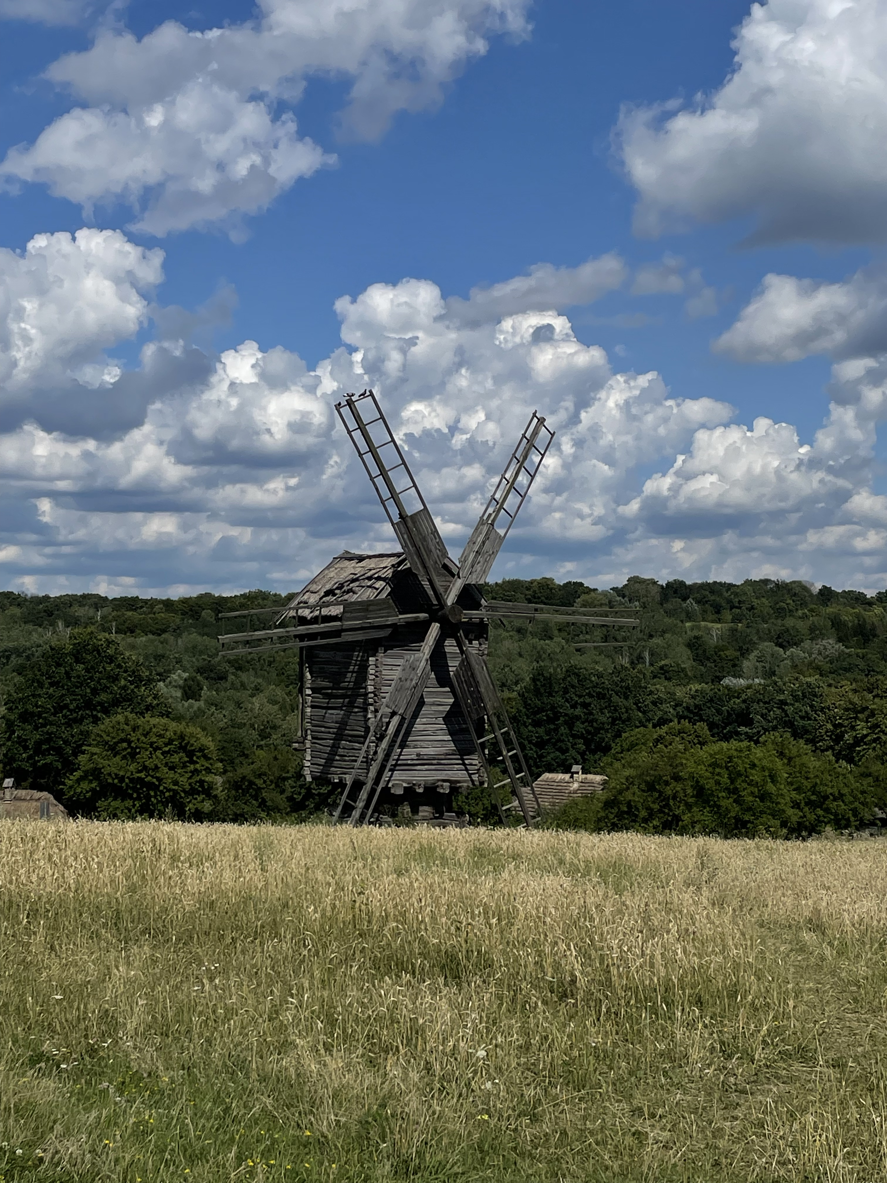 Traditional Wooden Windmill in Scenic Countryside · Free Stock Photo