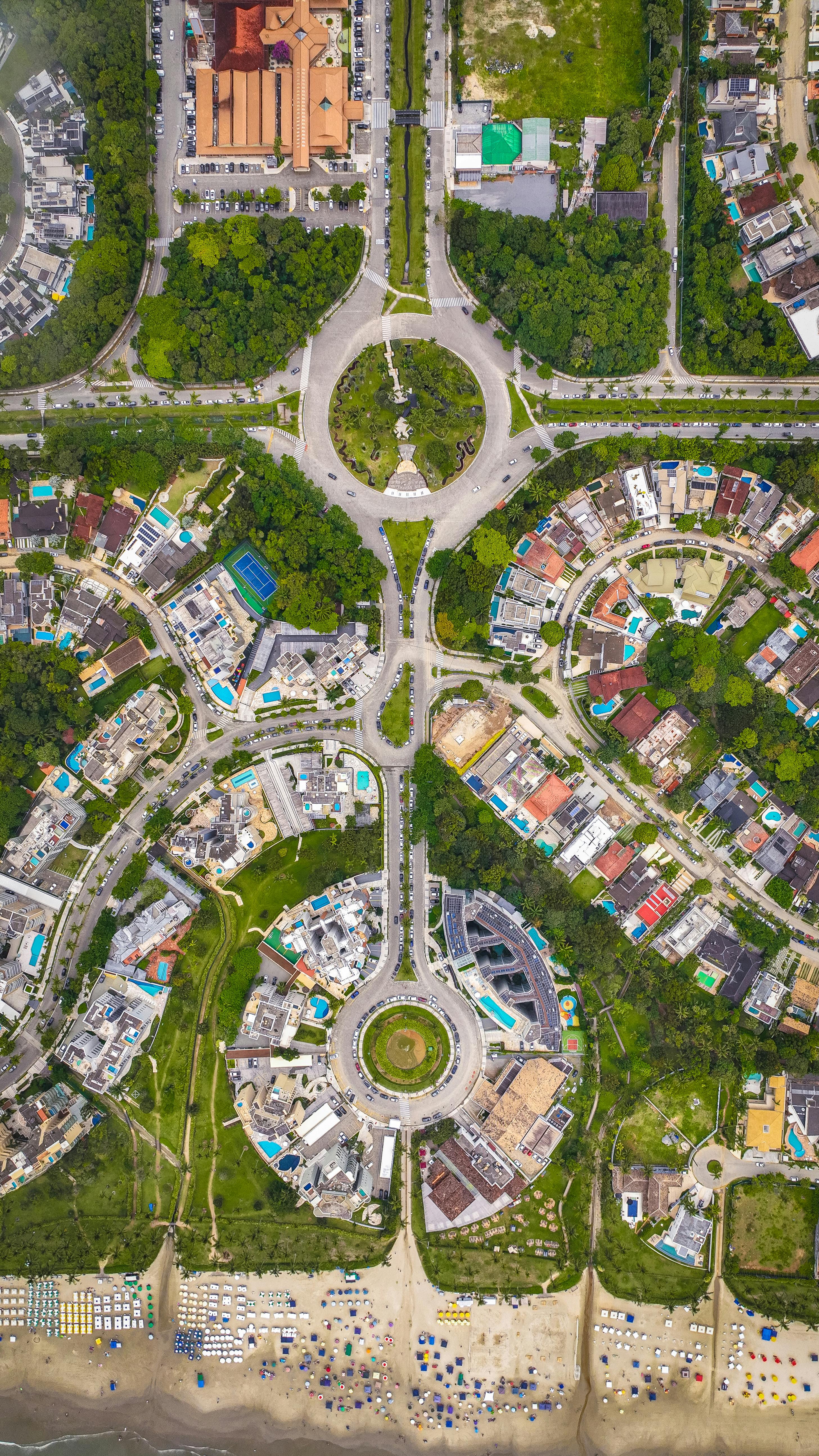 Aerial View of Circular City Layout by the Beach · Free Stock Photo