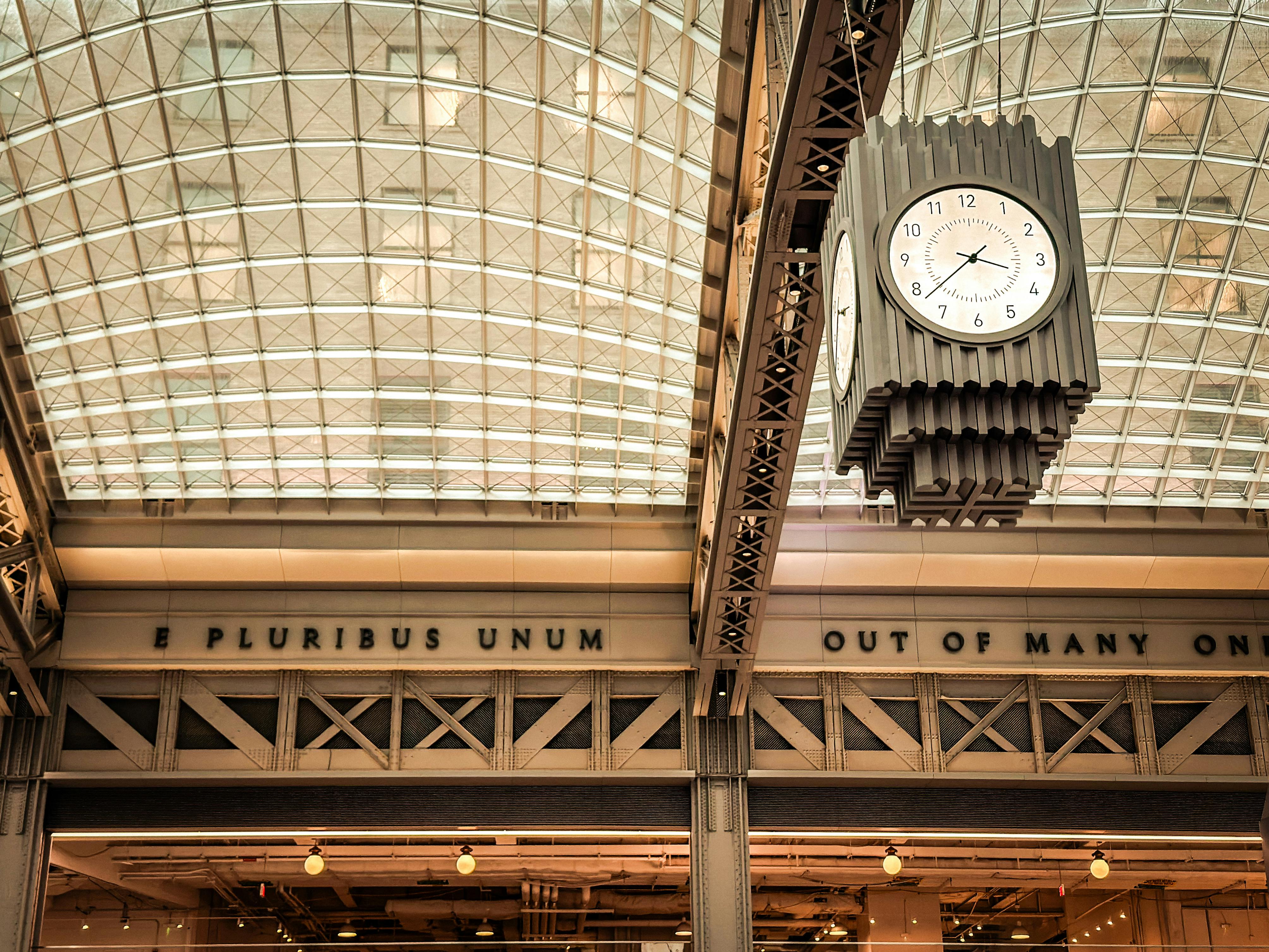 Historic Clock and Architecture in Indoor Atrium · Free Stock Photo