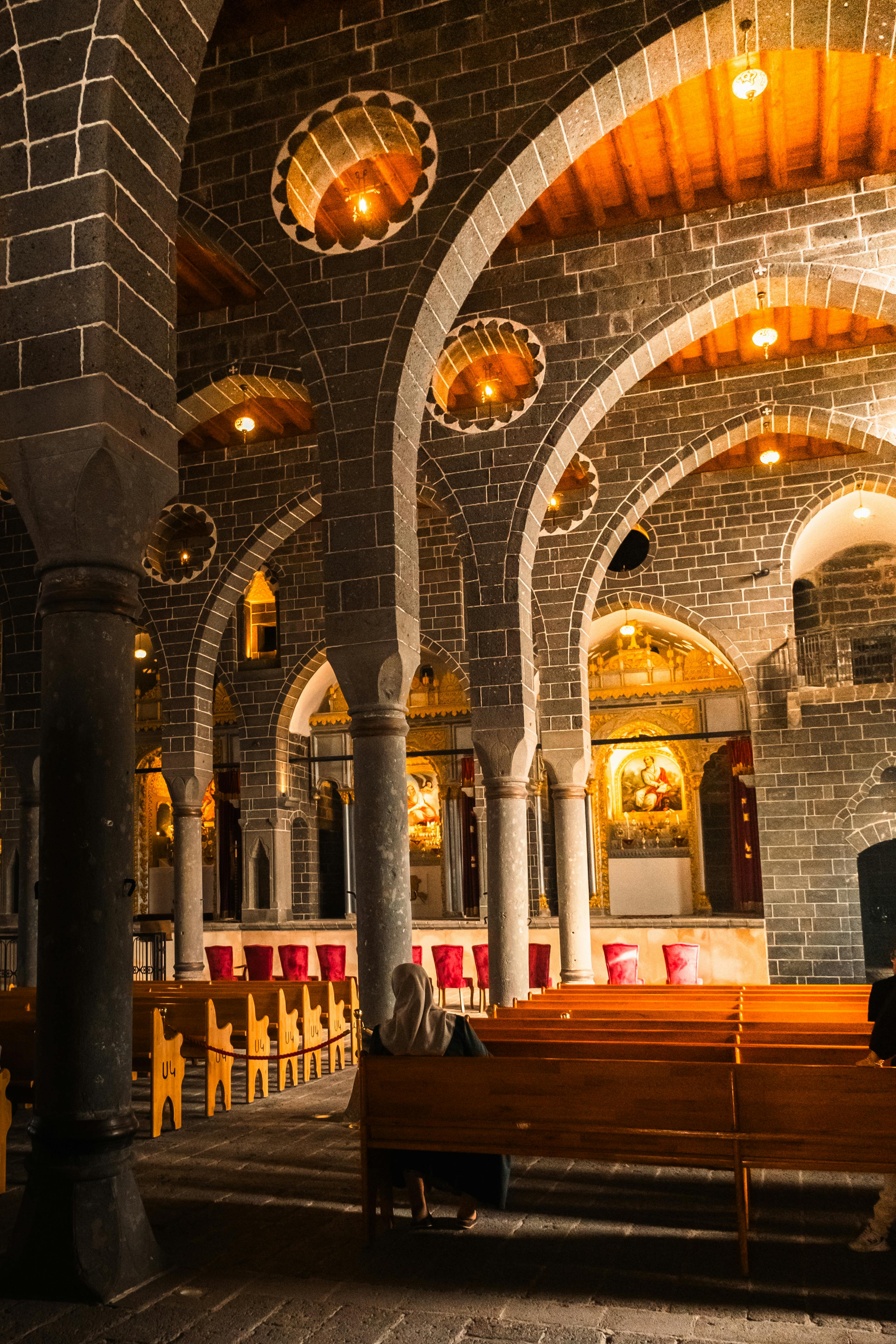 Historic Church Interior with Stone Arches · Free Stock Photo