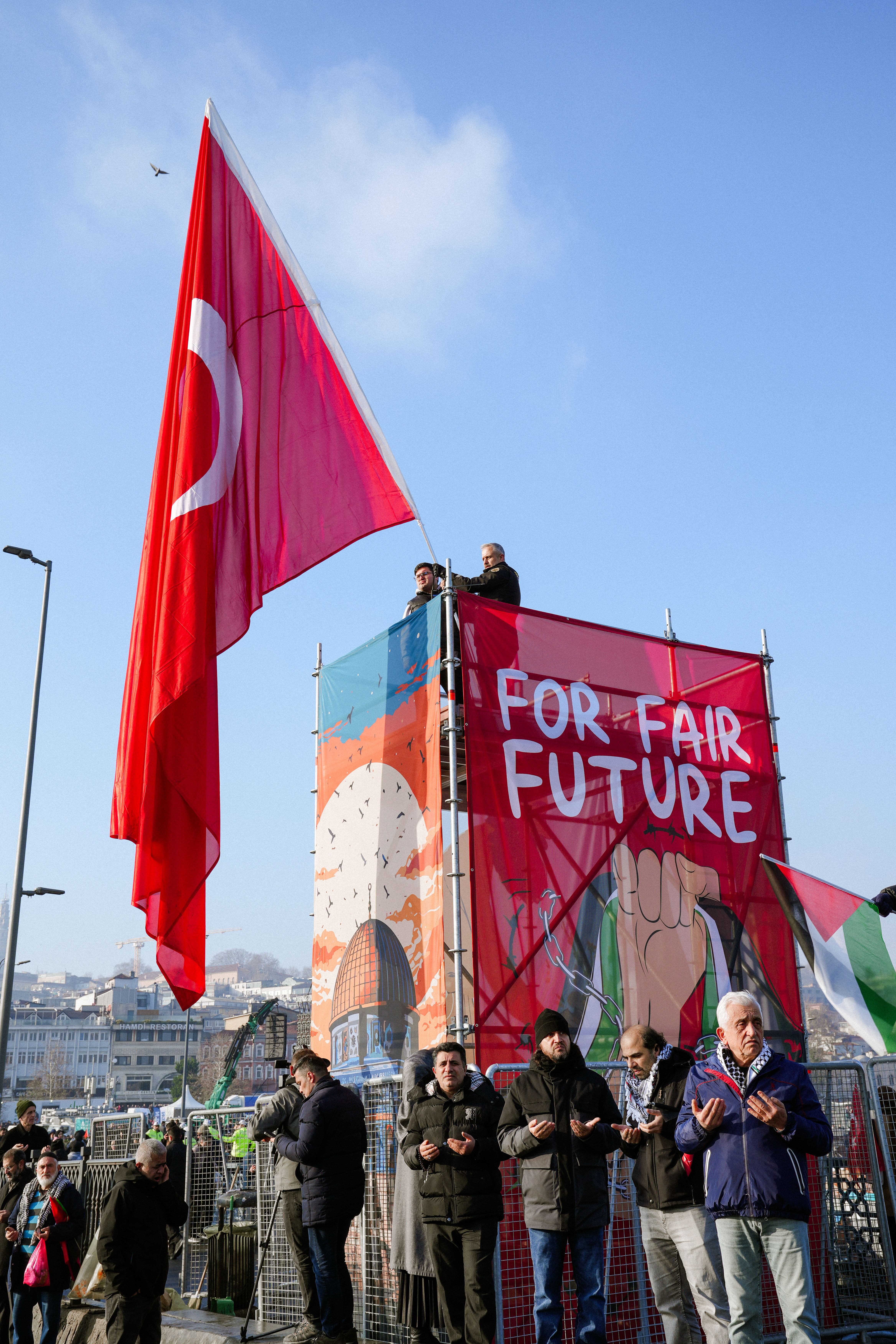 Protest Rally for Fair Future with Flags · Free Stock Photo