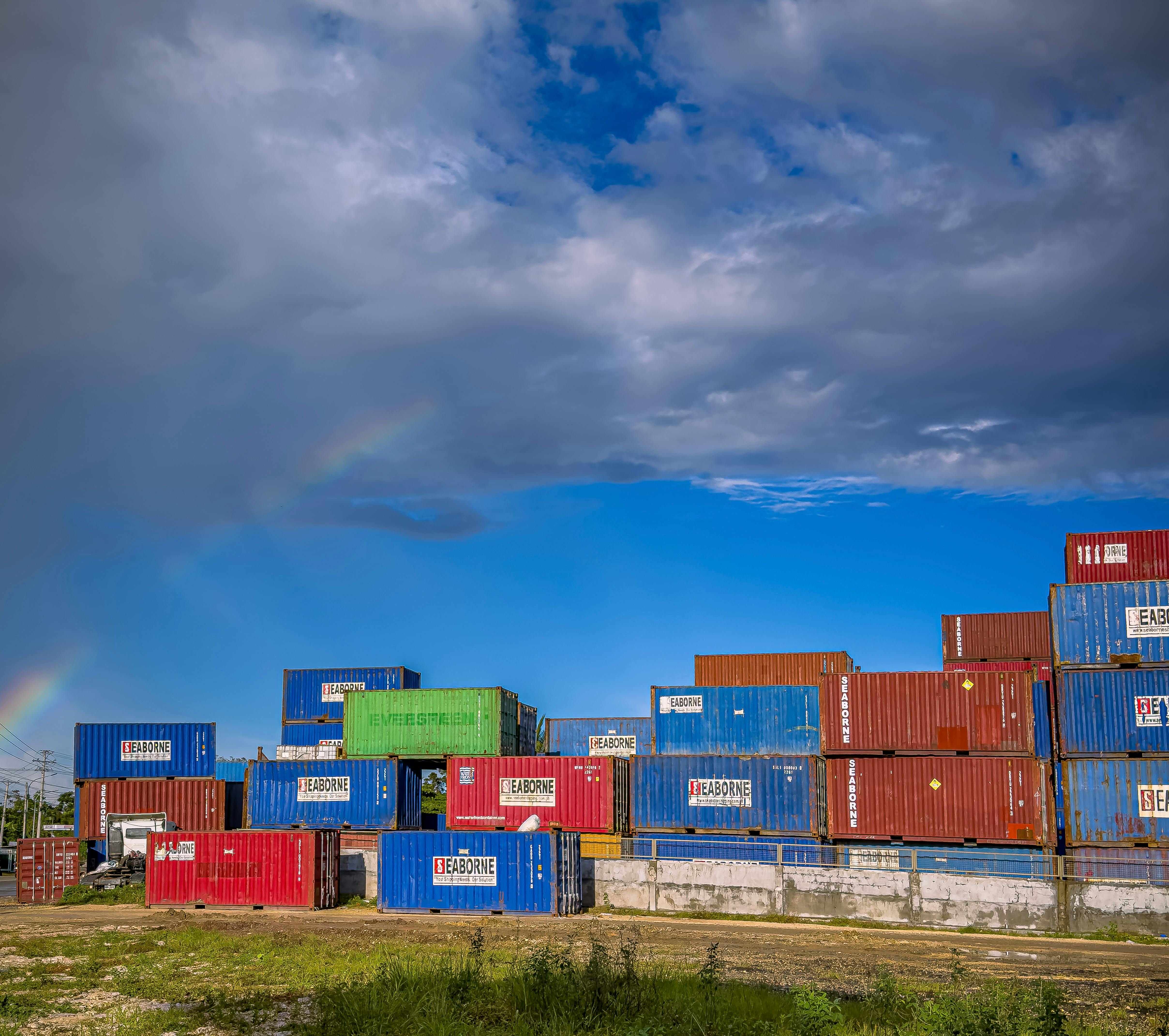 Colorful Cargo Containers with Rainbow in Central Visayas · Free Stock ...