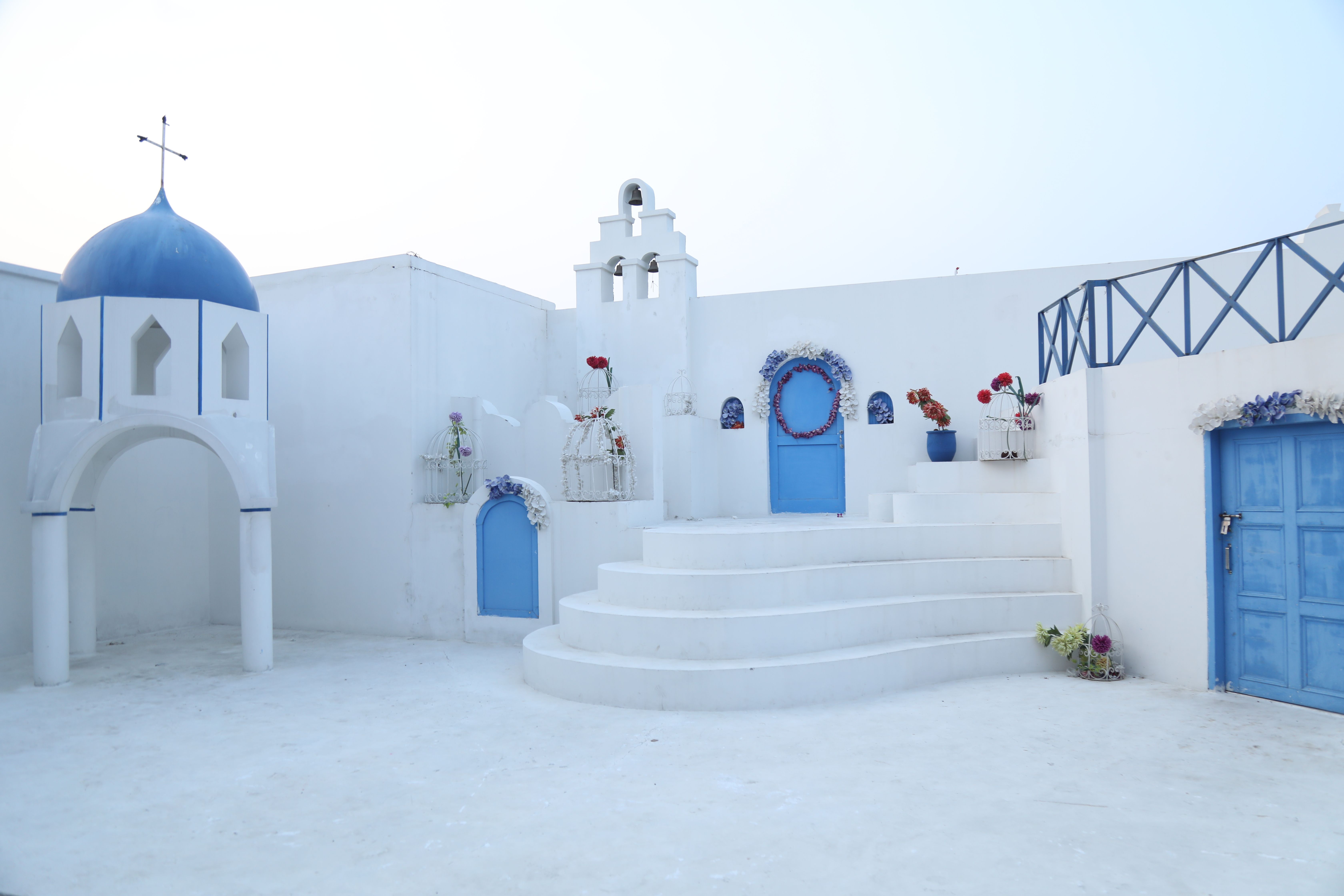 Beautiful Mediterranean Architecture with Blue Domes · Free Stock Photo