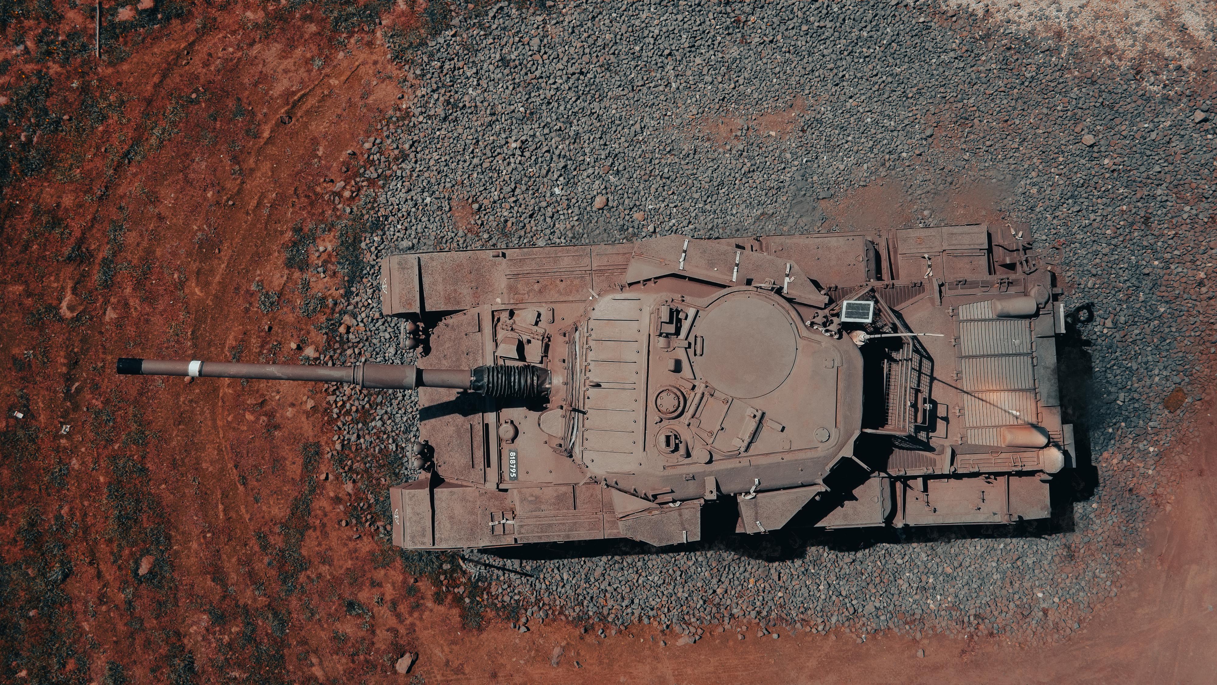 Aerial View of Military Tank on Terrain · Free Stock Photo
