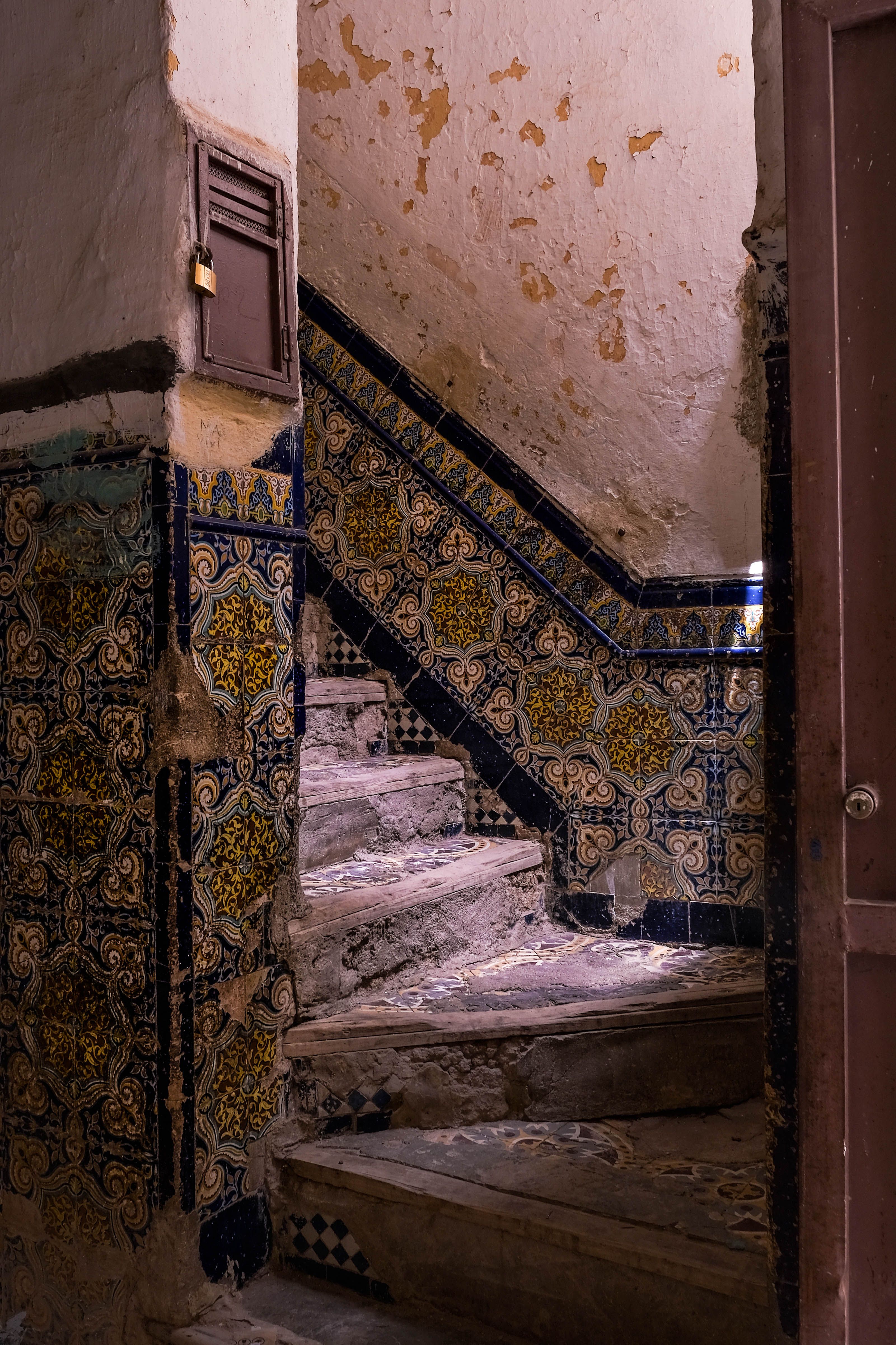 Moroccan Mosaic Stairway with Intricate Tiles · Free Stock Photo