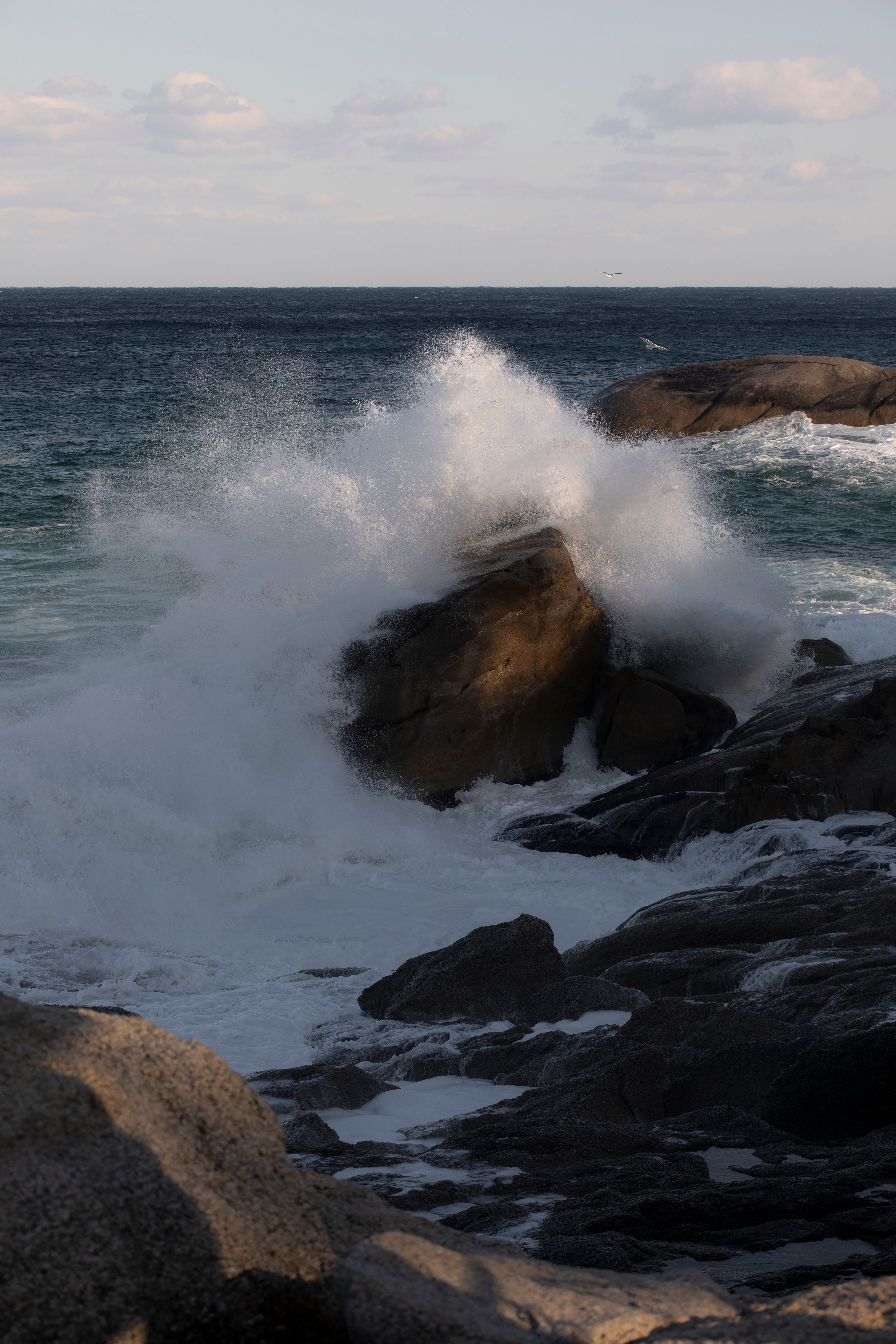 Dramatic Ocean Wave Crashing on Rocky Shoreline · Free Stock Photo