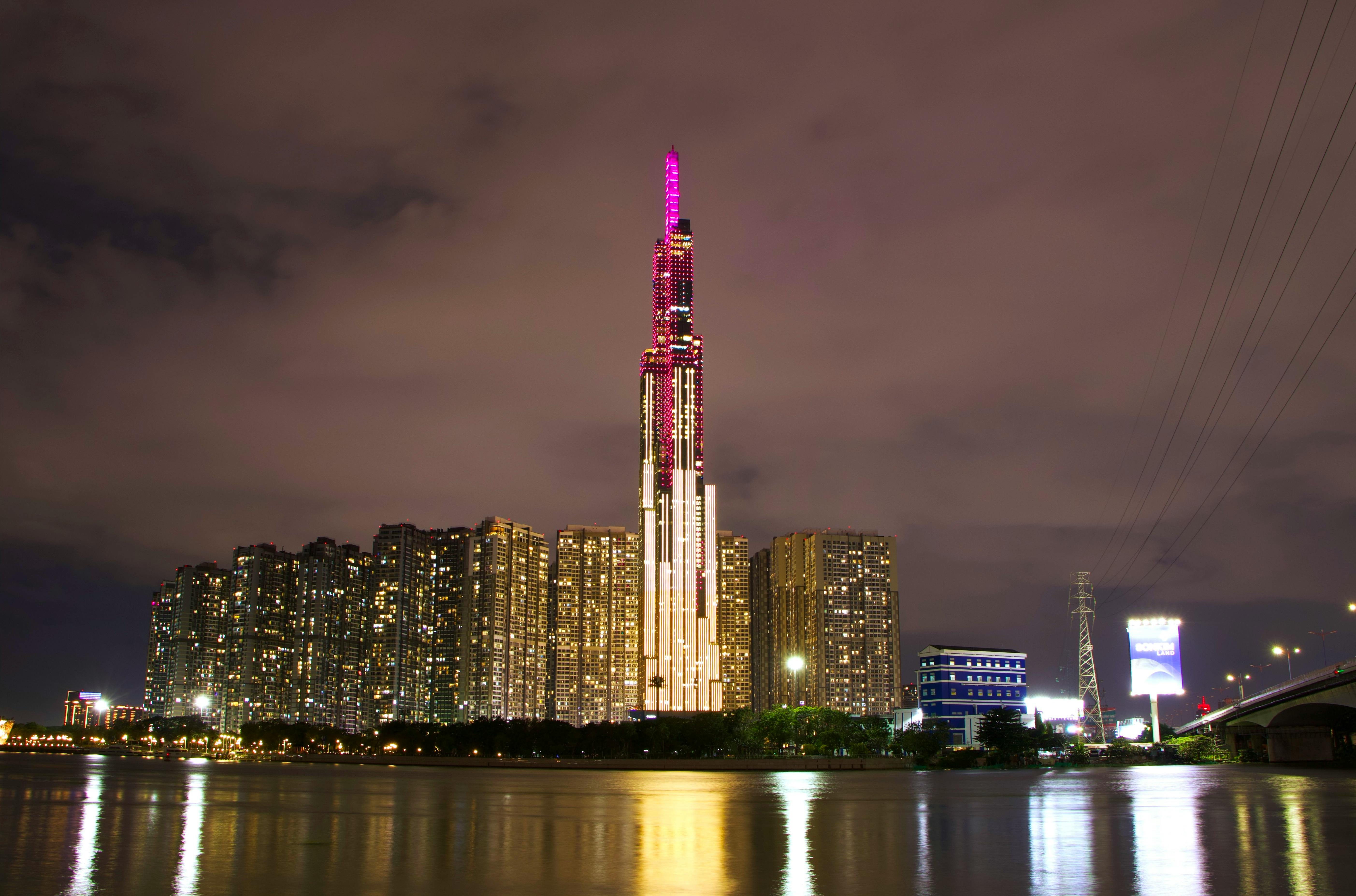Stunning Night View of Landmark 81 in Ho Chi Minh City · Free Stock Photo
