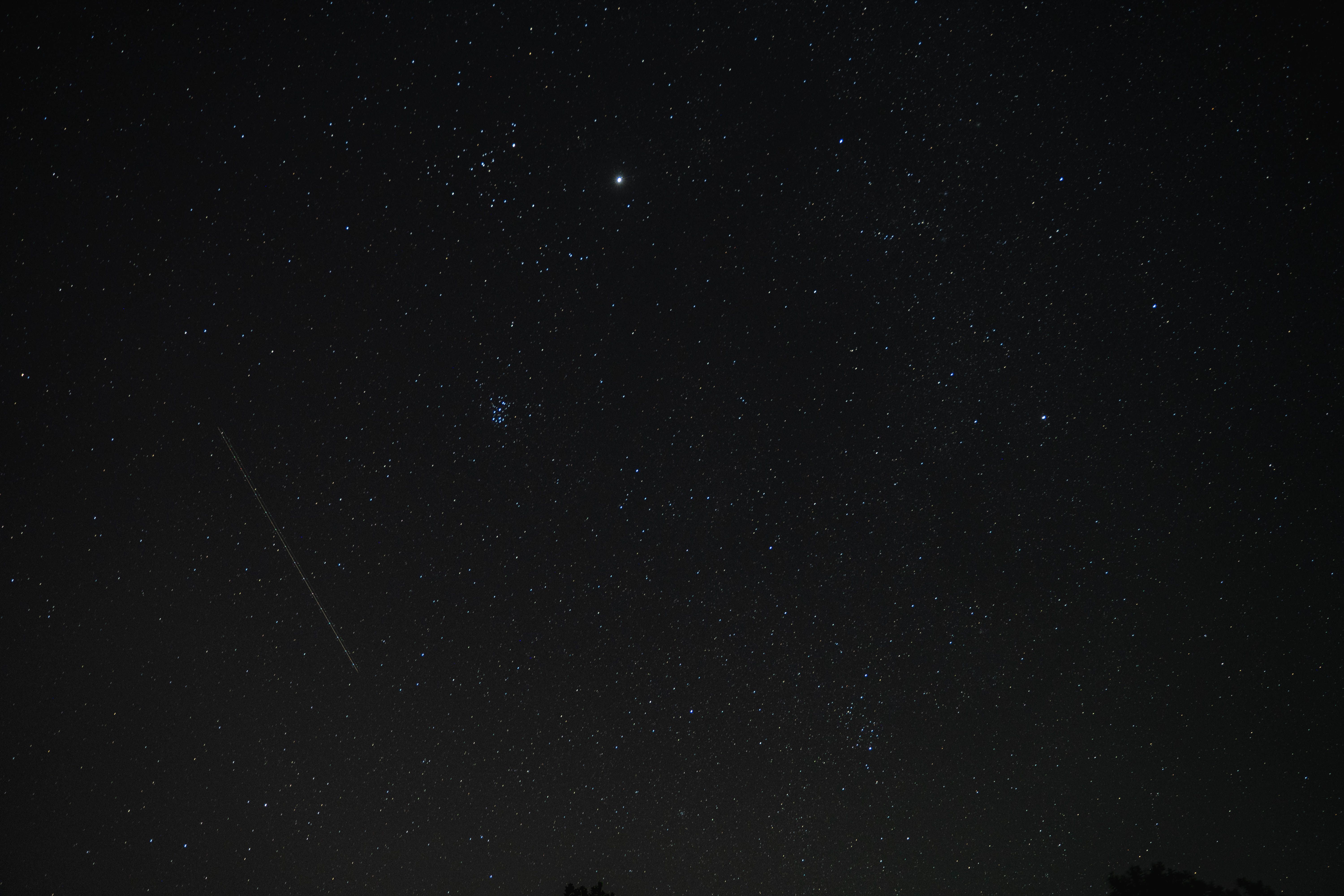 Starry Night Sky With Meteor Streak Free Stock Photo