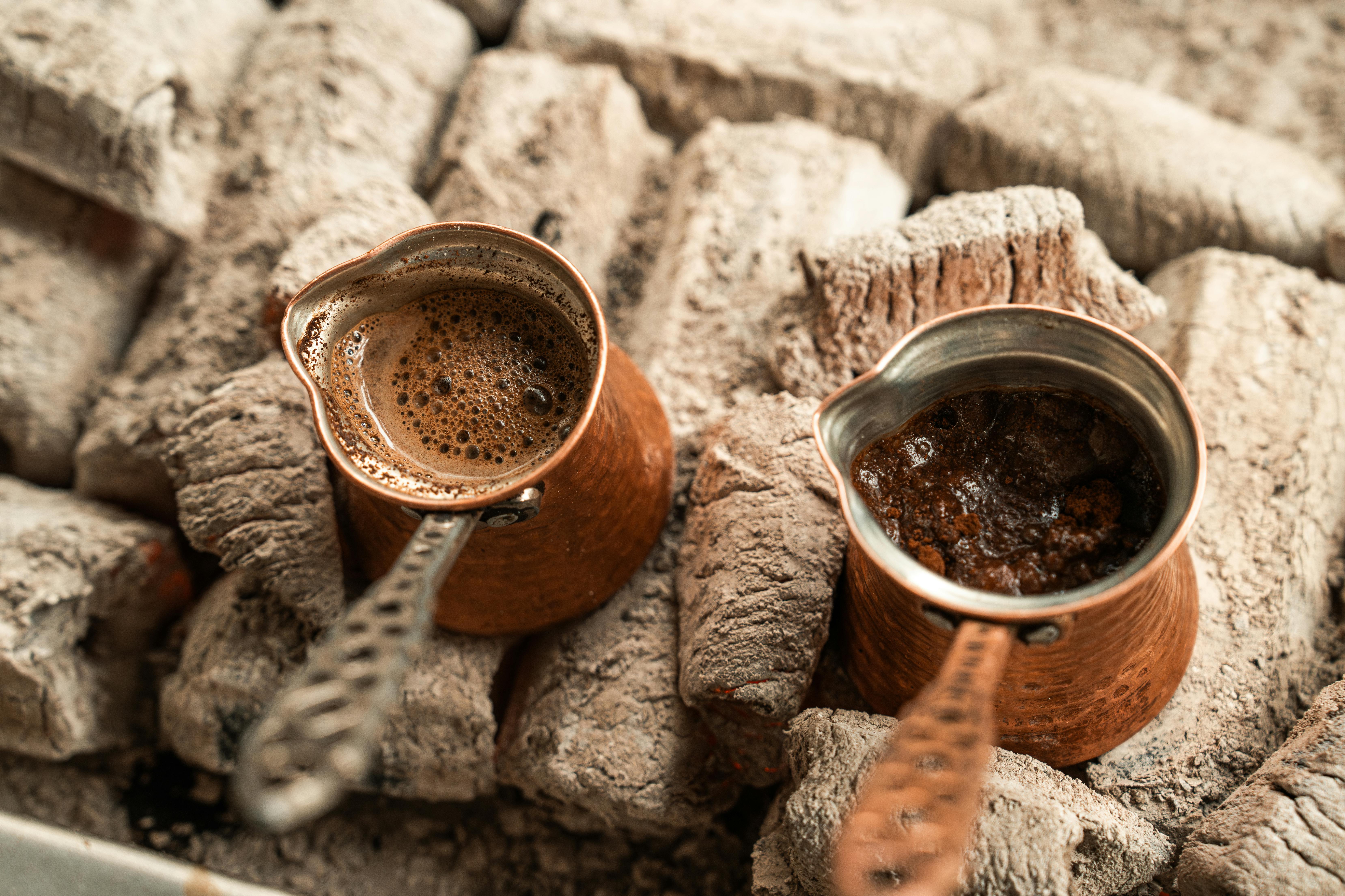 Traditional Turkish Coffee Brewing on Hot Coals · Free Stock Photo