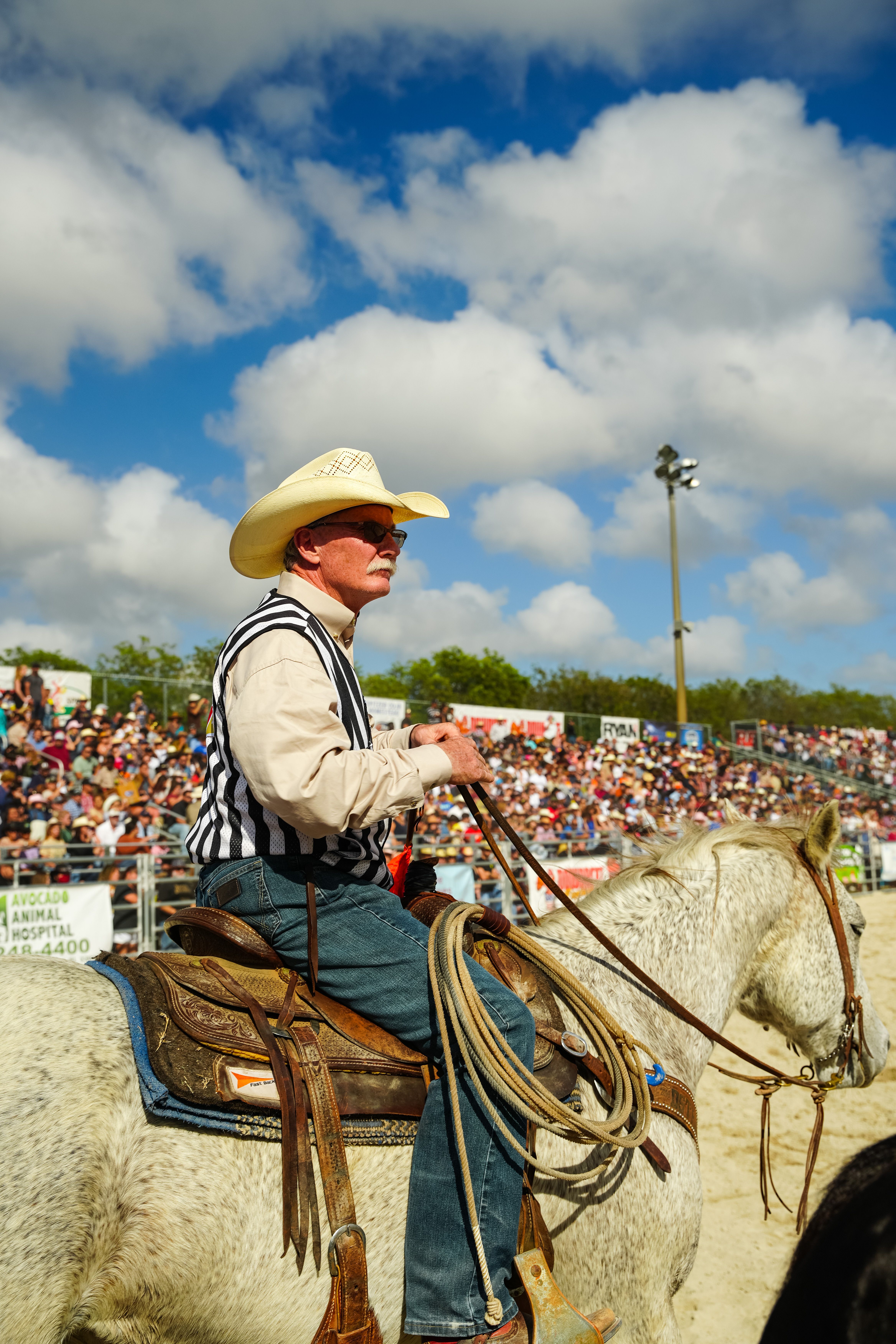 Cowboy at Miami Rodeo Event Under Blue Skies · Free Stock Photo