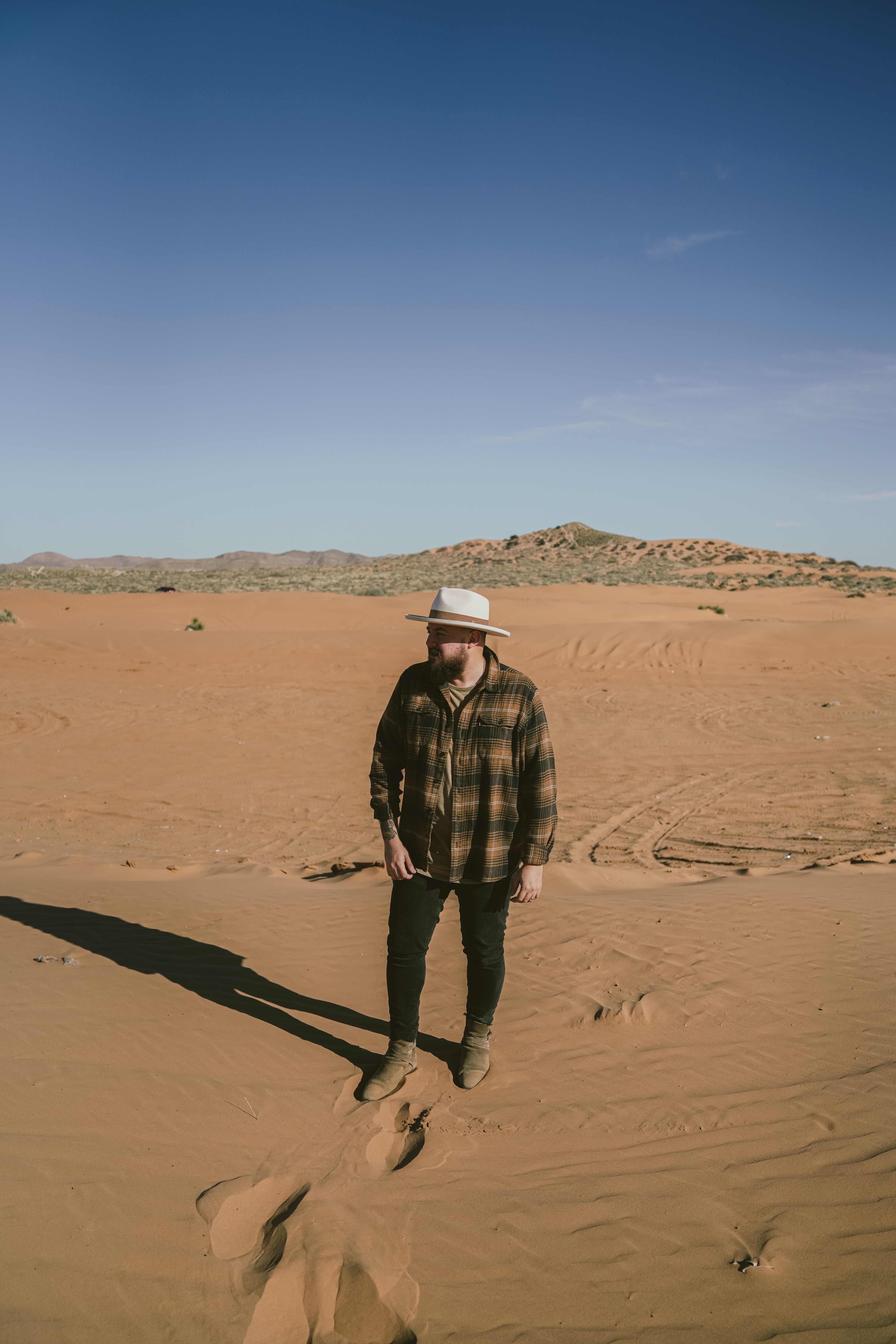 Man in Cowboy Hat Standing in Desert Landscape · Free Stock Photo