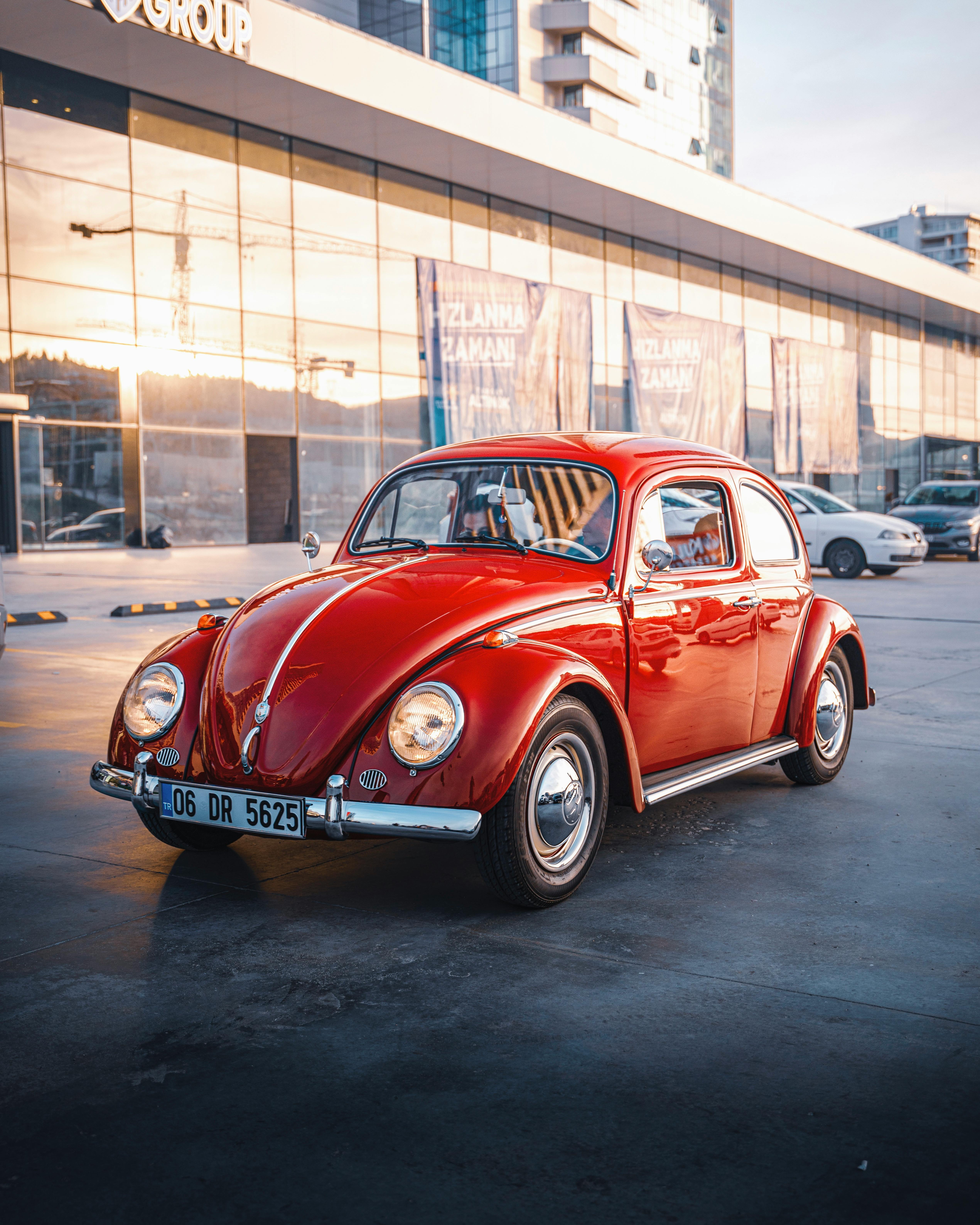 Vintage Red Beetle Car Parked in Ankara · Free Stock Photo
