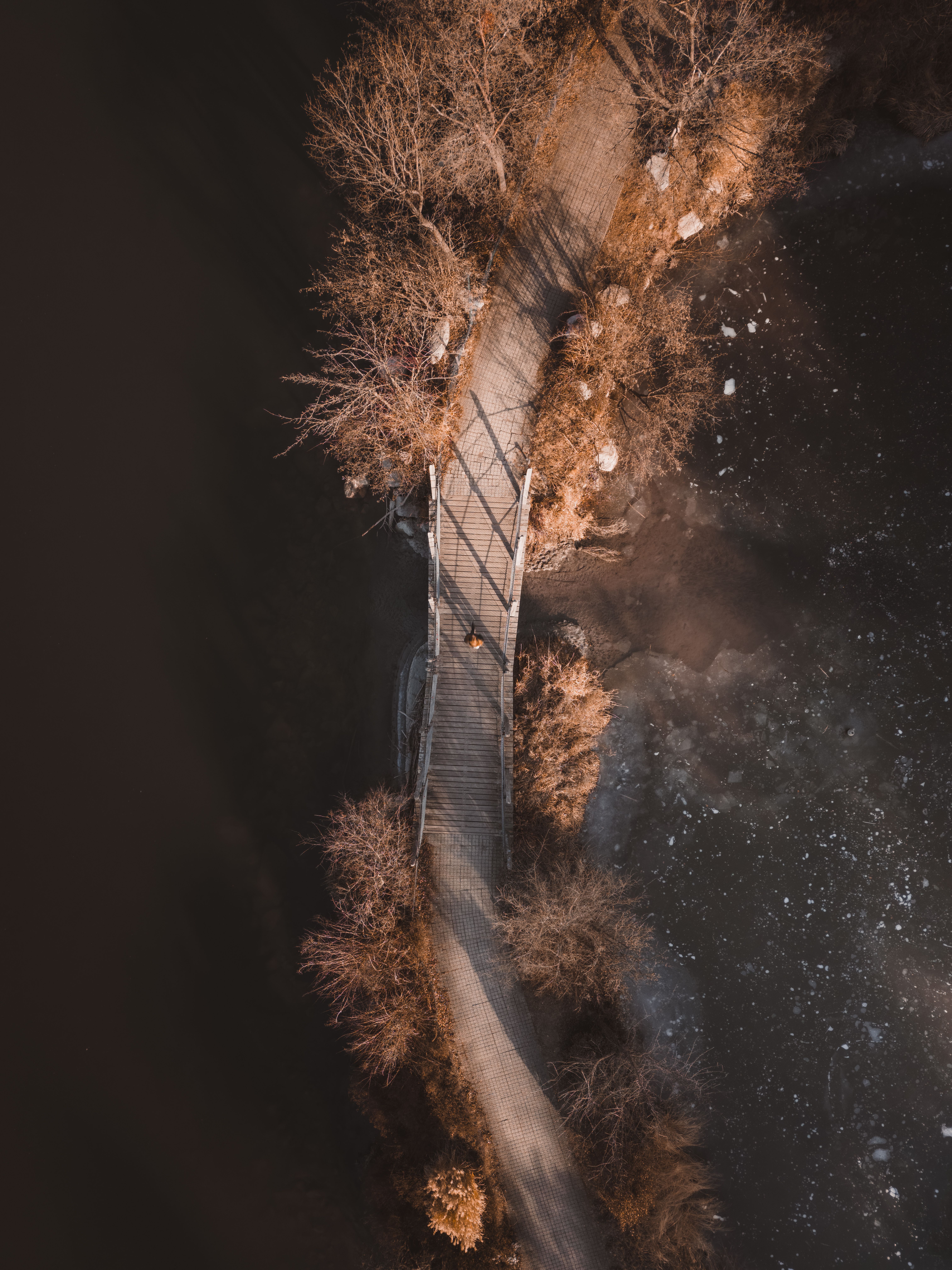 Aerial View of Bridge in Winter Landscape · Free Stock Photo