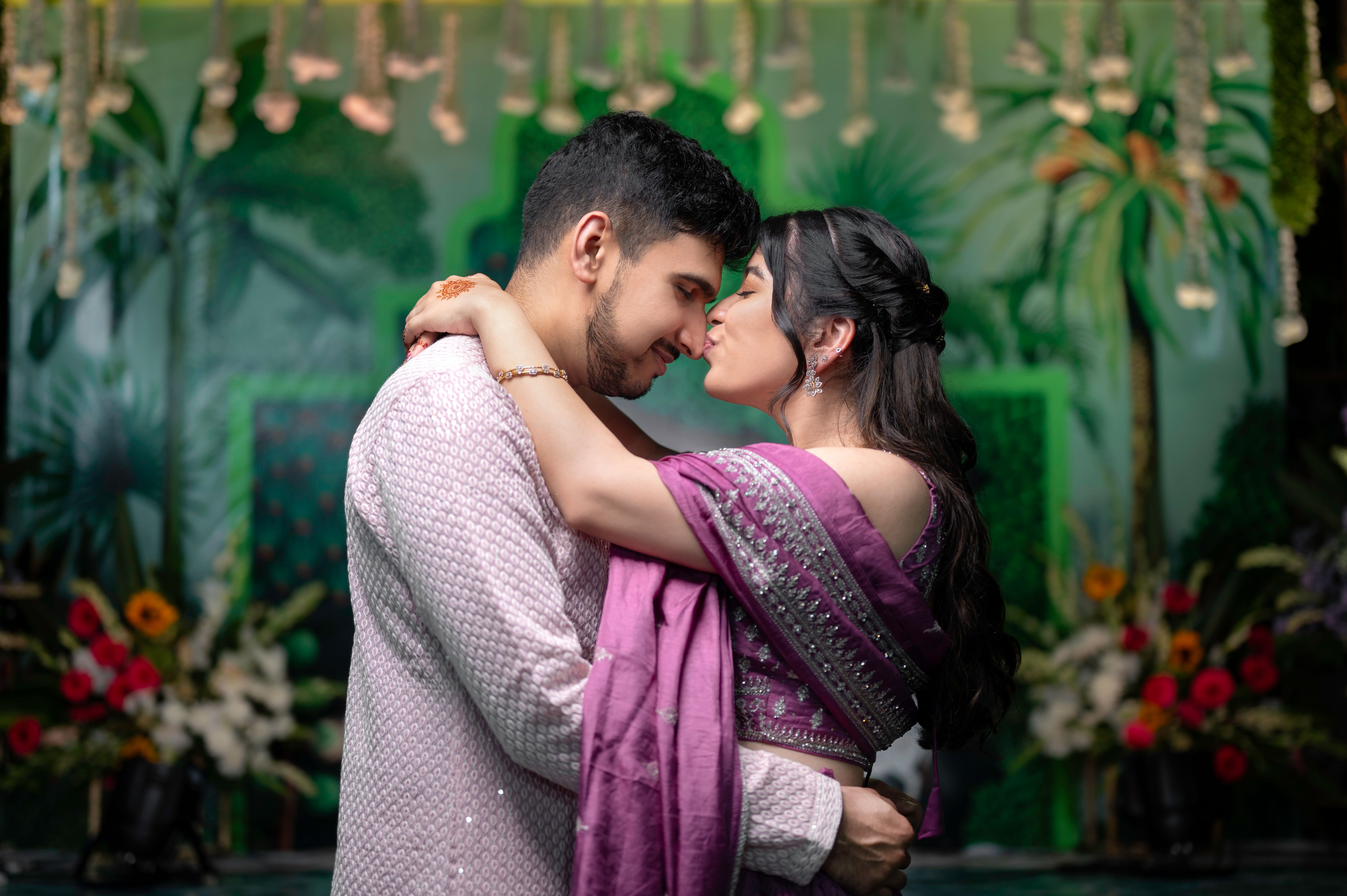 Romantic Indian Couple Embracing Indoors · Free Stock Photo