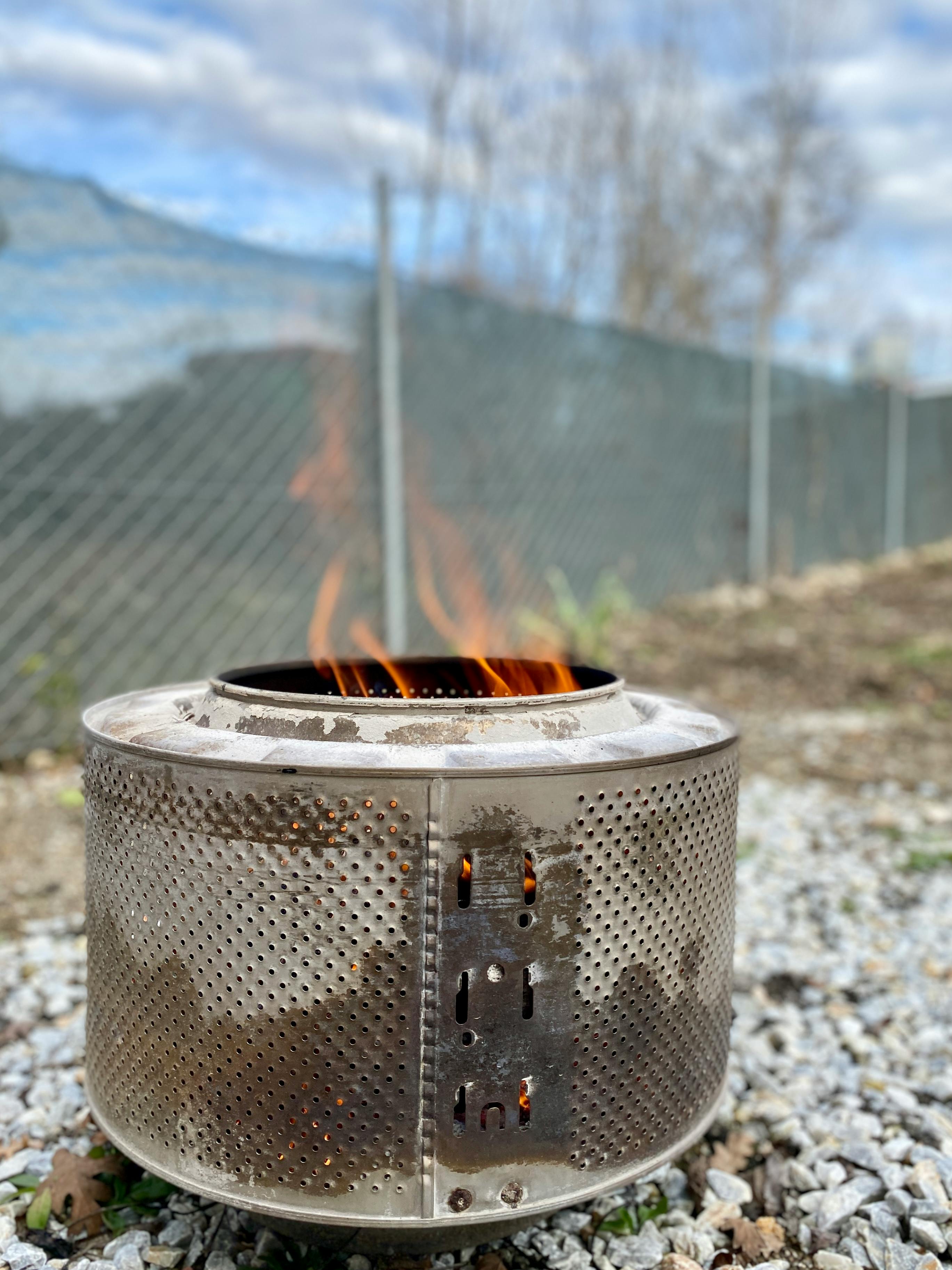 Outdoor DIY Fire Pit Using Washing Machine Drum · Free Stock Photo