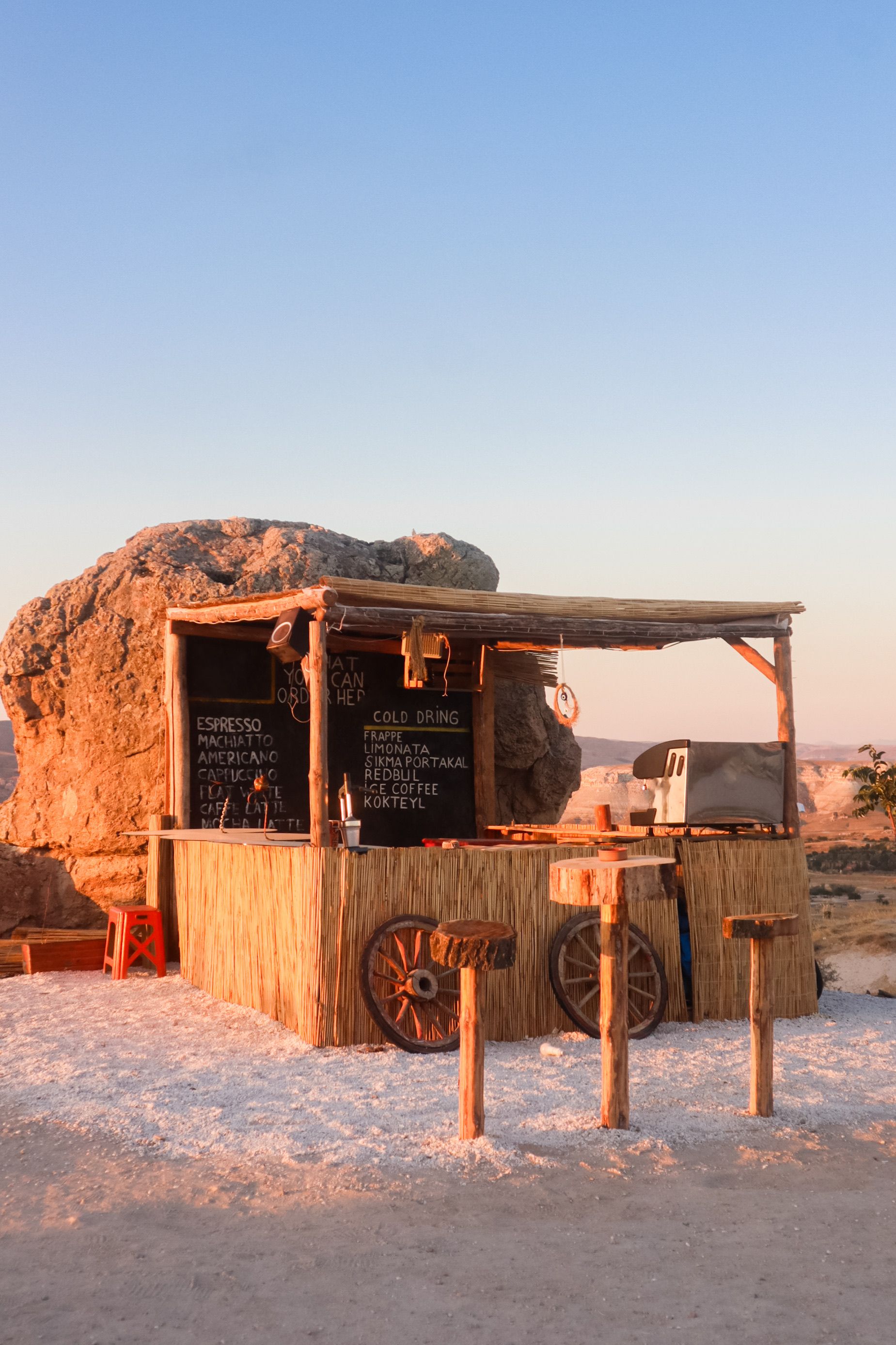 Rustic Coffee Stand in Desert Sunset · Free Stock Photo
