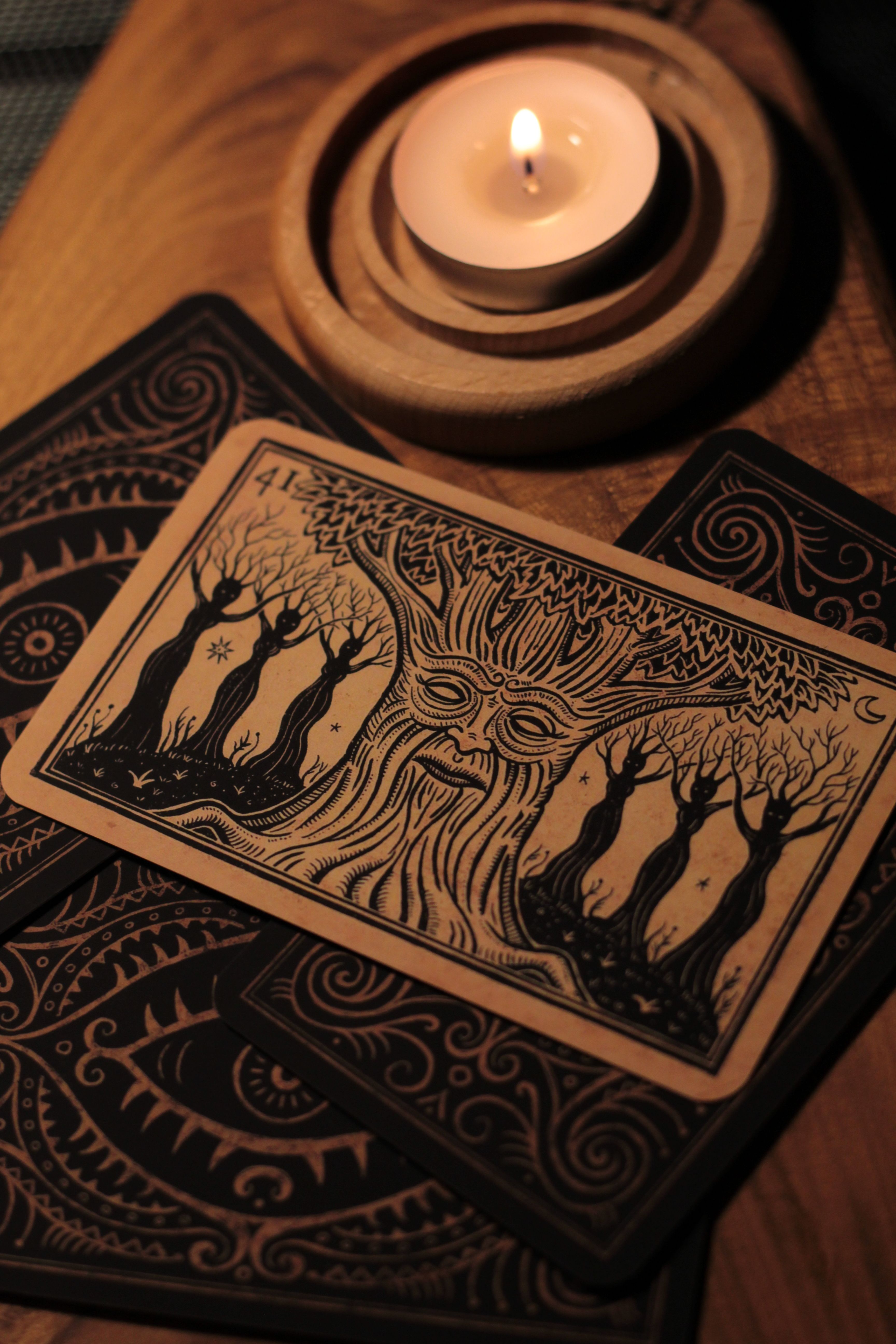 Mystical Tarot Cards and Candlelight Scene · Free Stock Photo