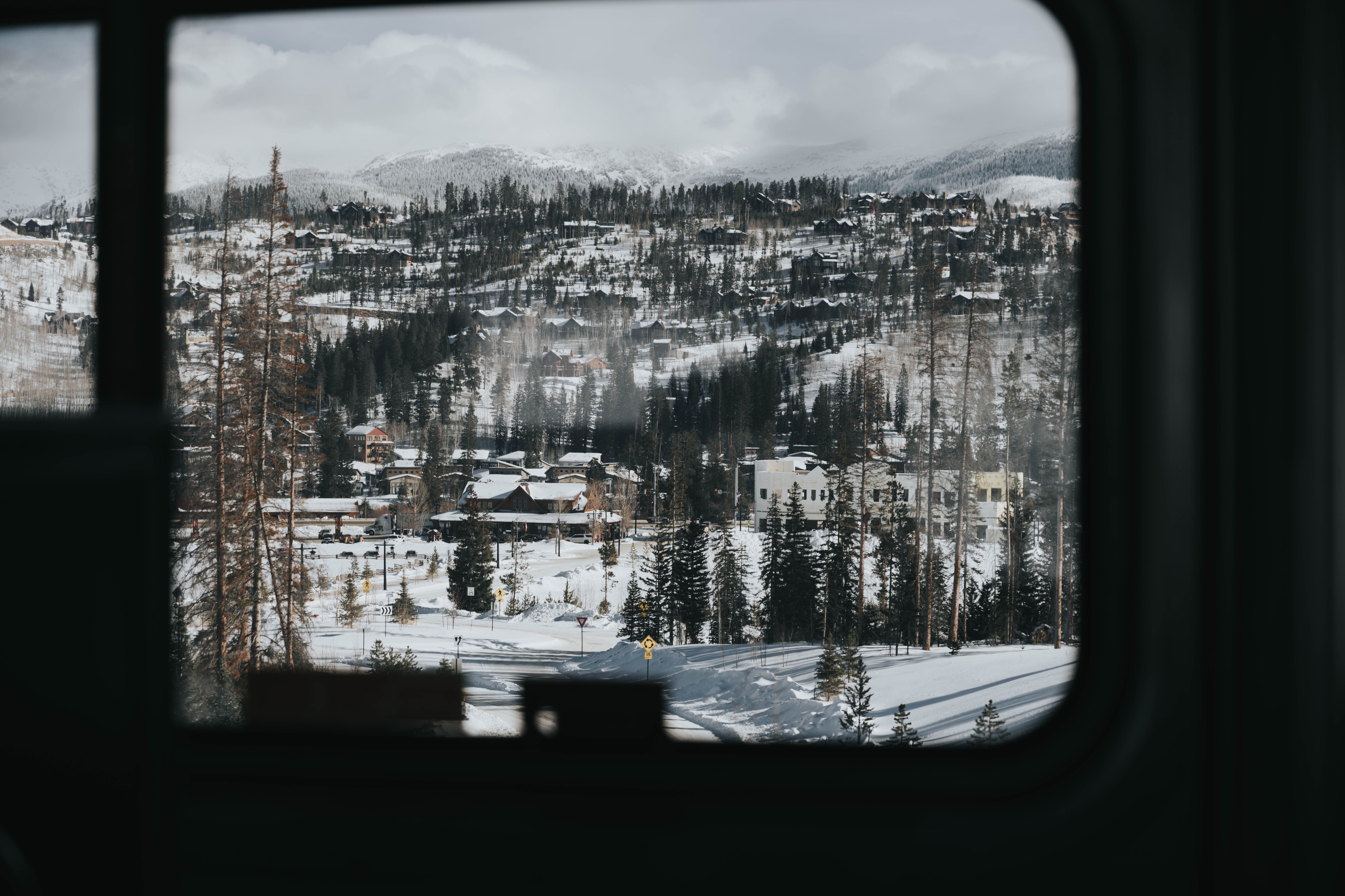 Scenic Snowy Landscape View from a Window · Free Stock Photo