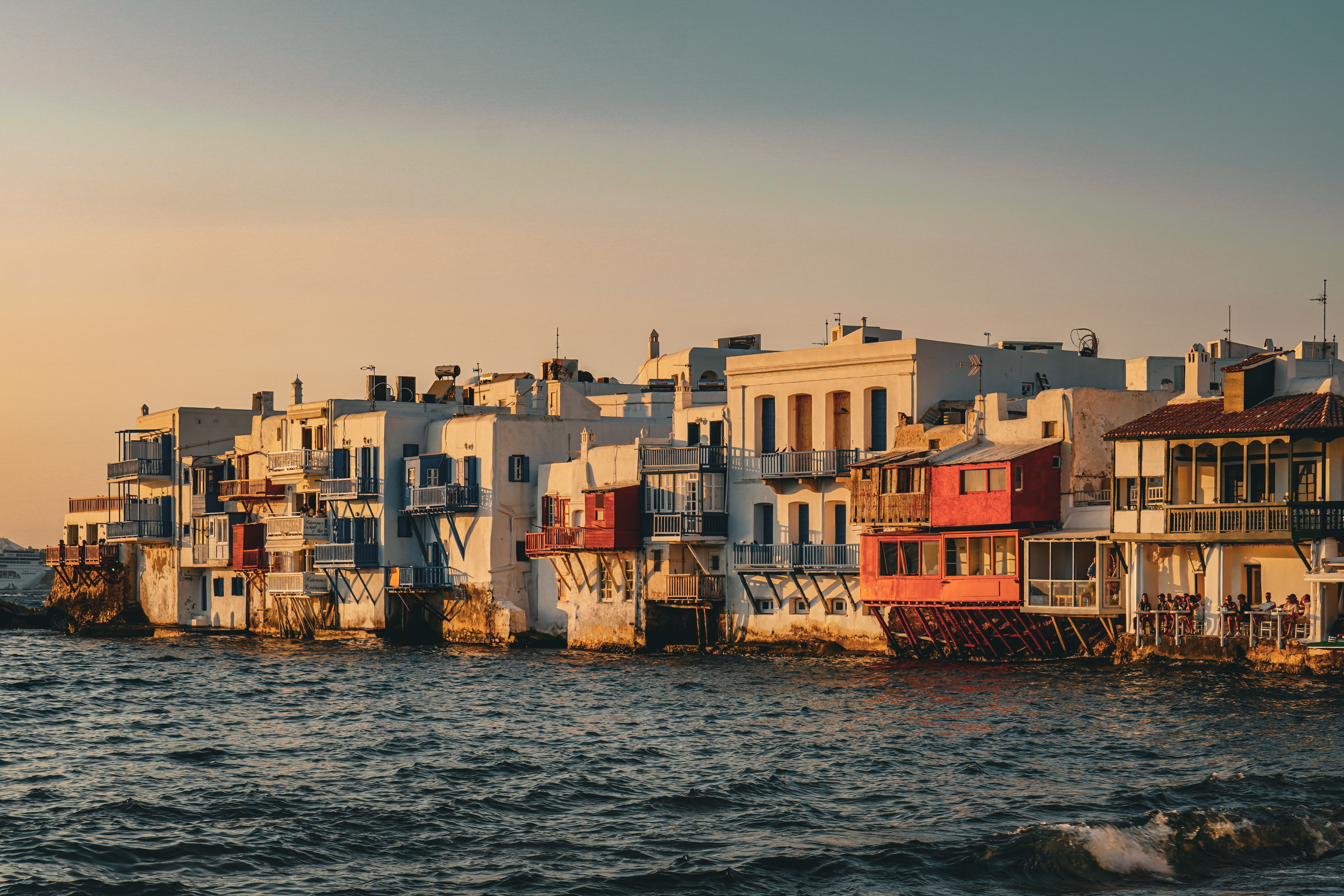 Beautiful Sunset View of Little Venice, Mykonos · Free Stock Photo