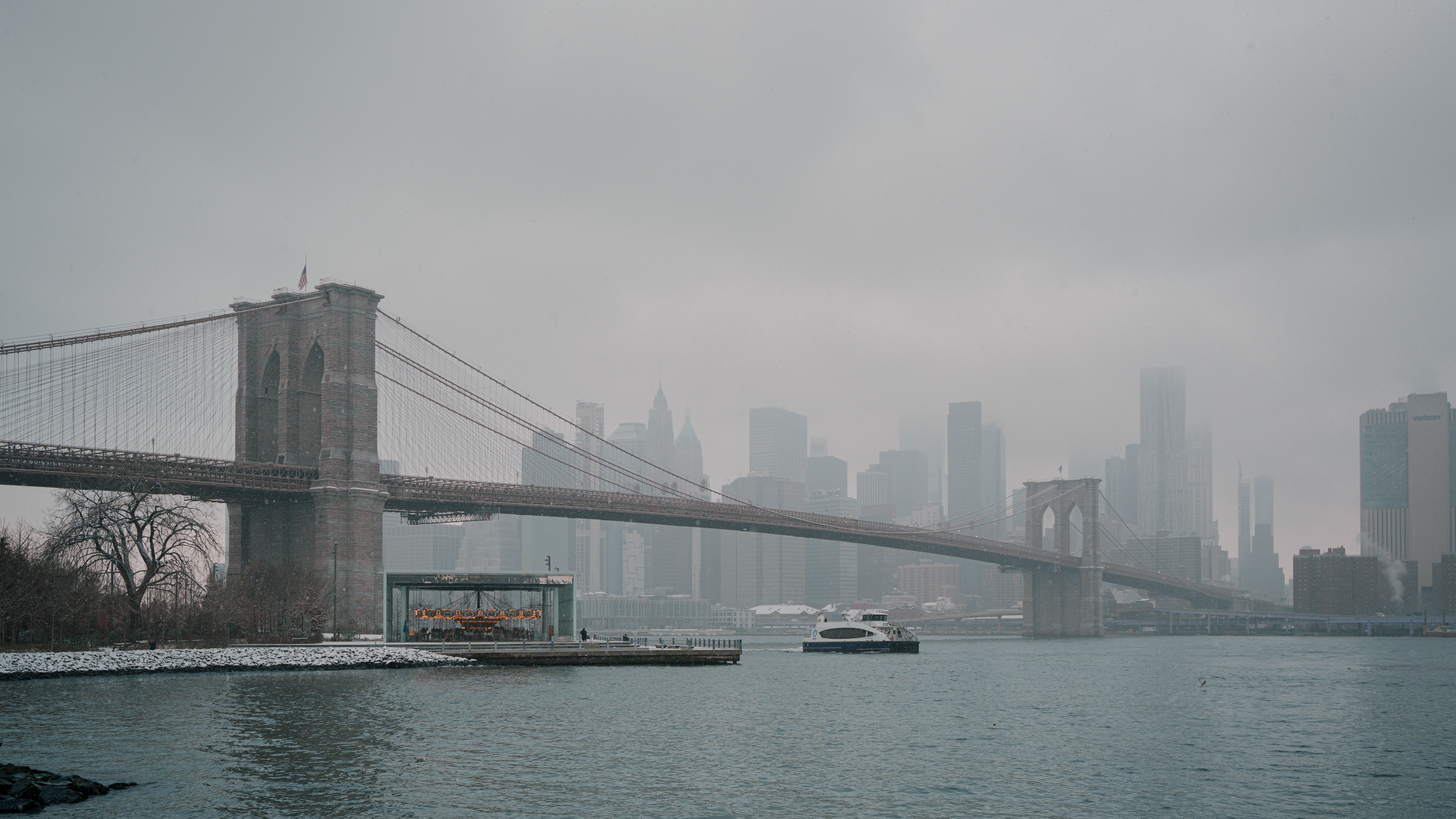 Brooklyn Bridge in Winter with NYC Skyline · Free Stock Photo