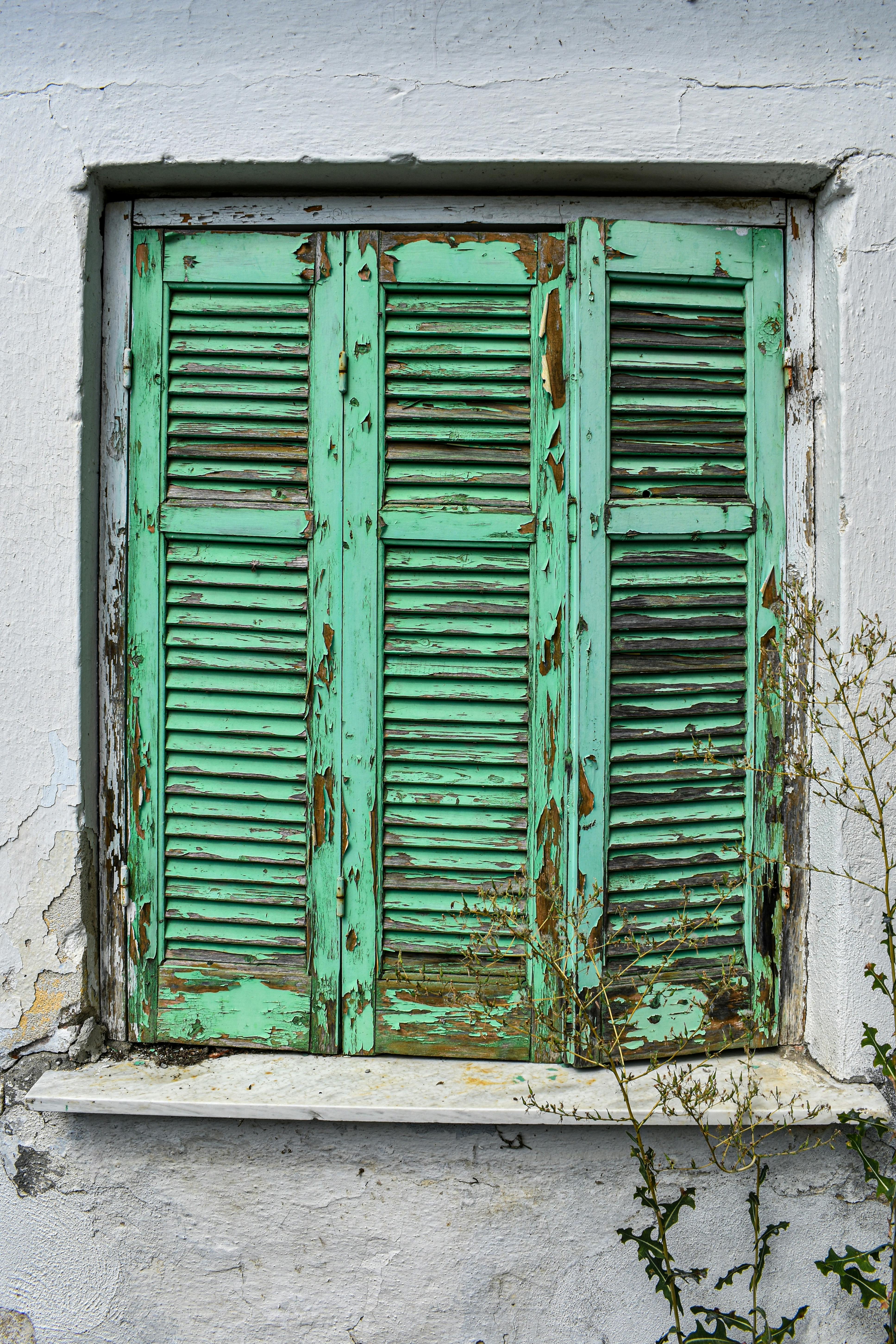 Vintage Greek Window with Weathered Shutters · Free Stock Photo