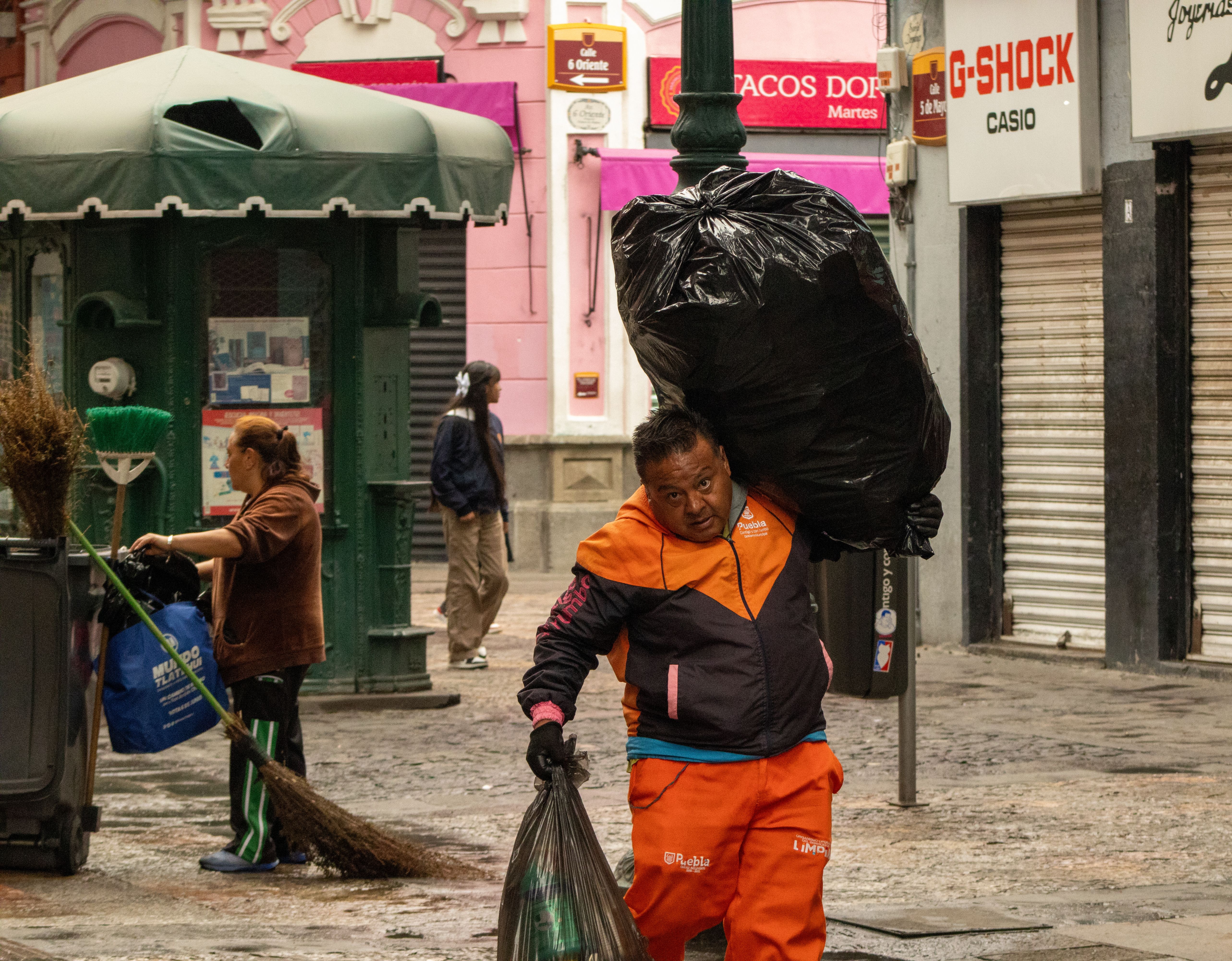 Urban Cleanup Workers in Mexico Street Scene · Free Stock Photo
