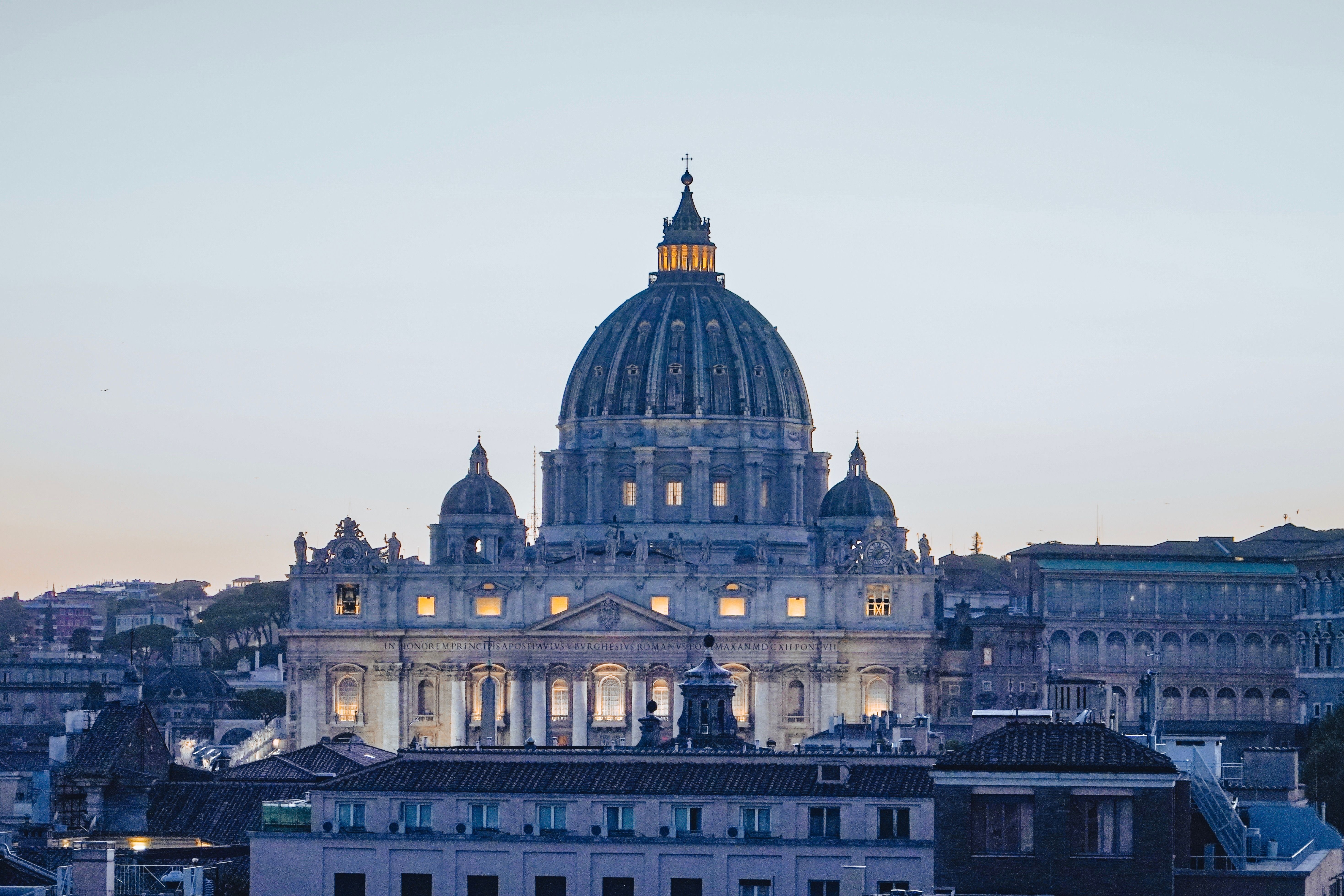 St. Peter's Basilica at Dusk in Vatican City · Free Stock Photo