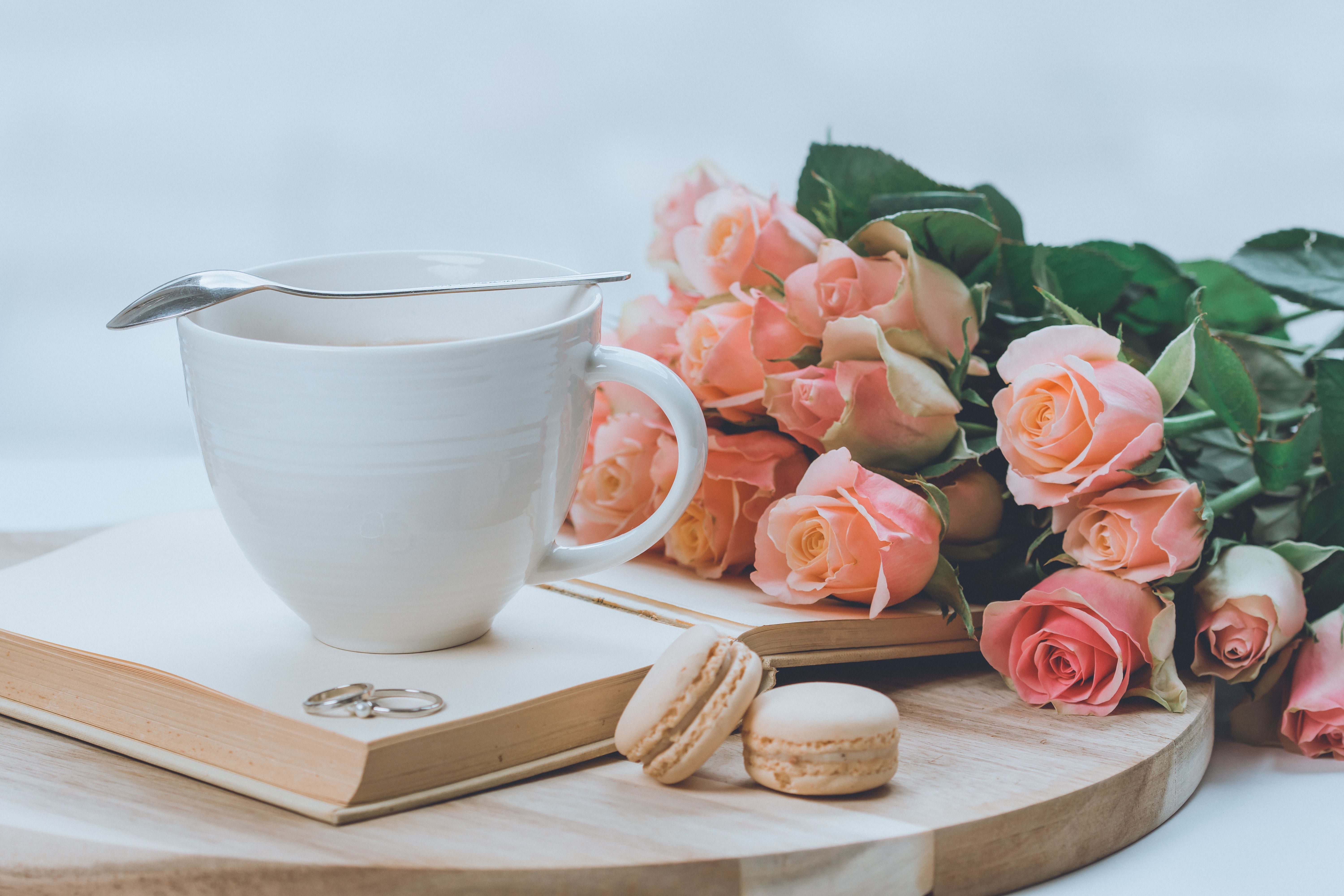 Romantic Still Life with Roses, Book, and Tea · Free Stock Photo