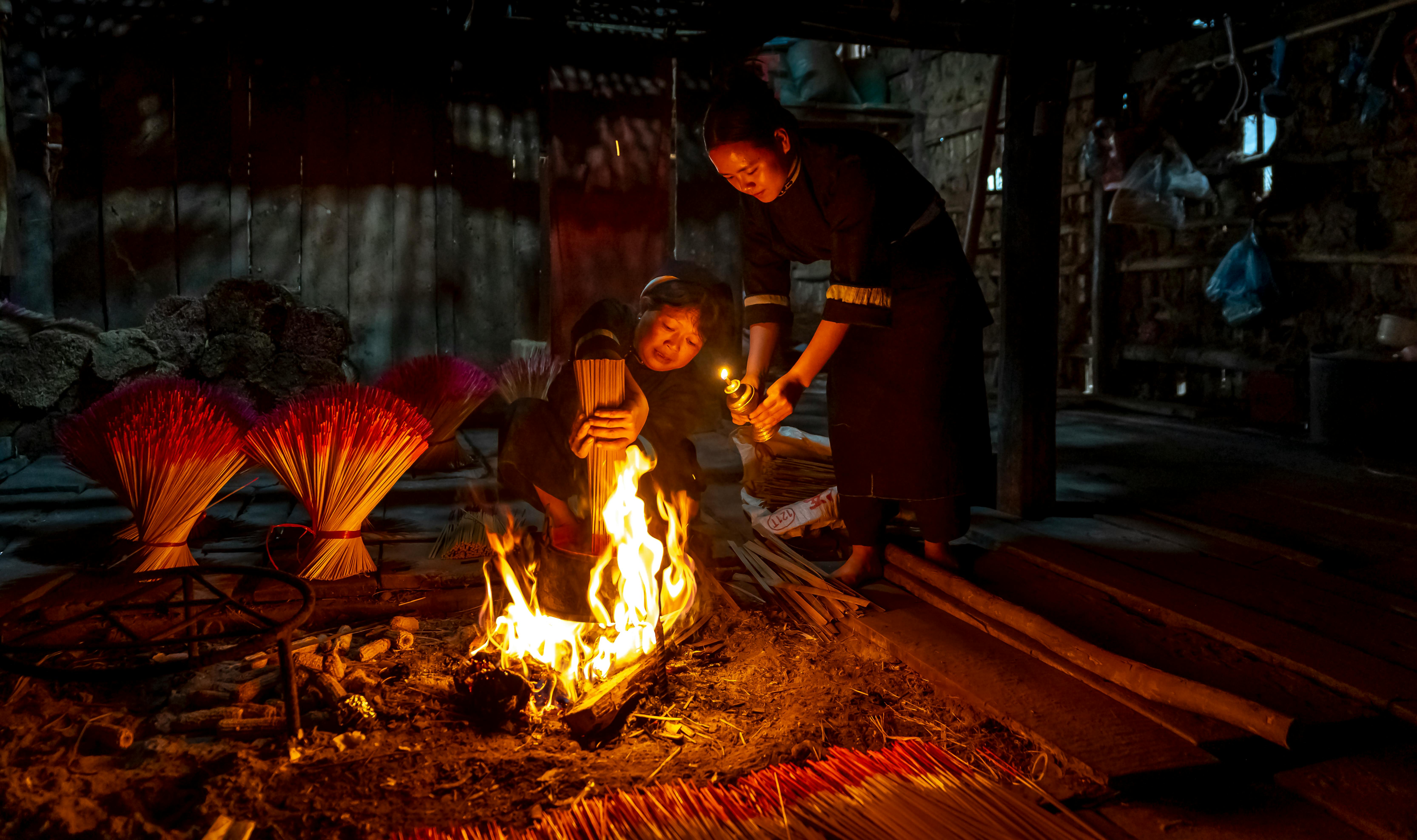 Traditional Incense Making by Firelight · Free Stock Photo