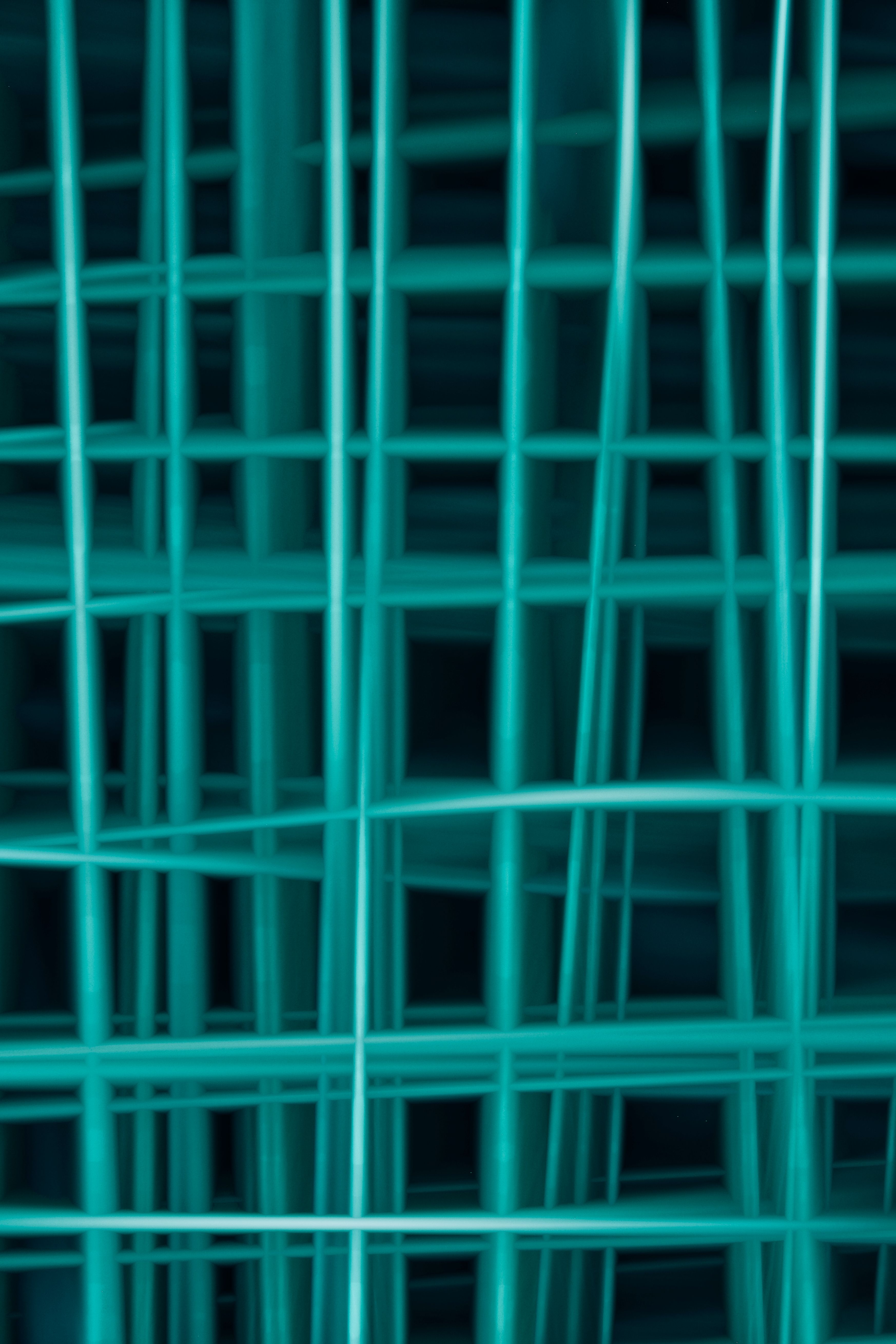 Intricate Futuristic Teal Grid Design · Free Stock Photo