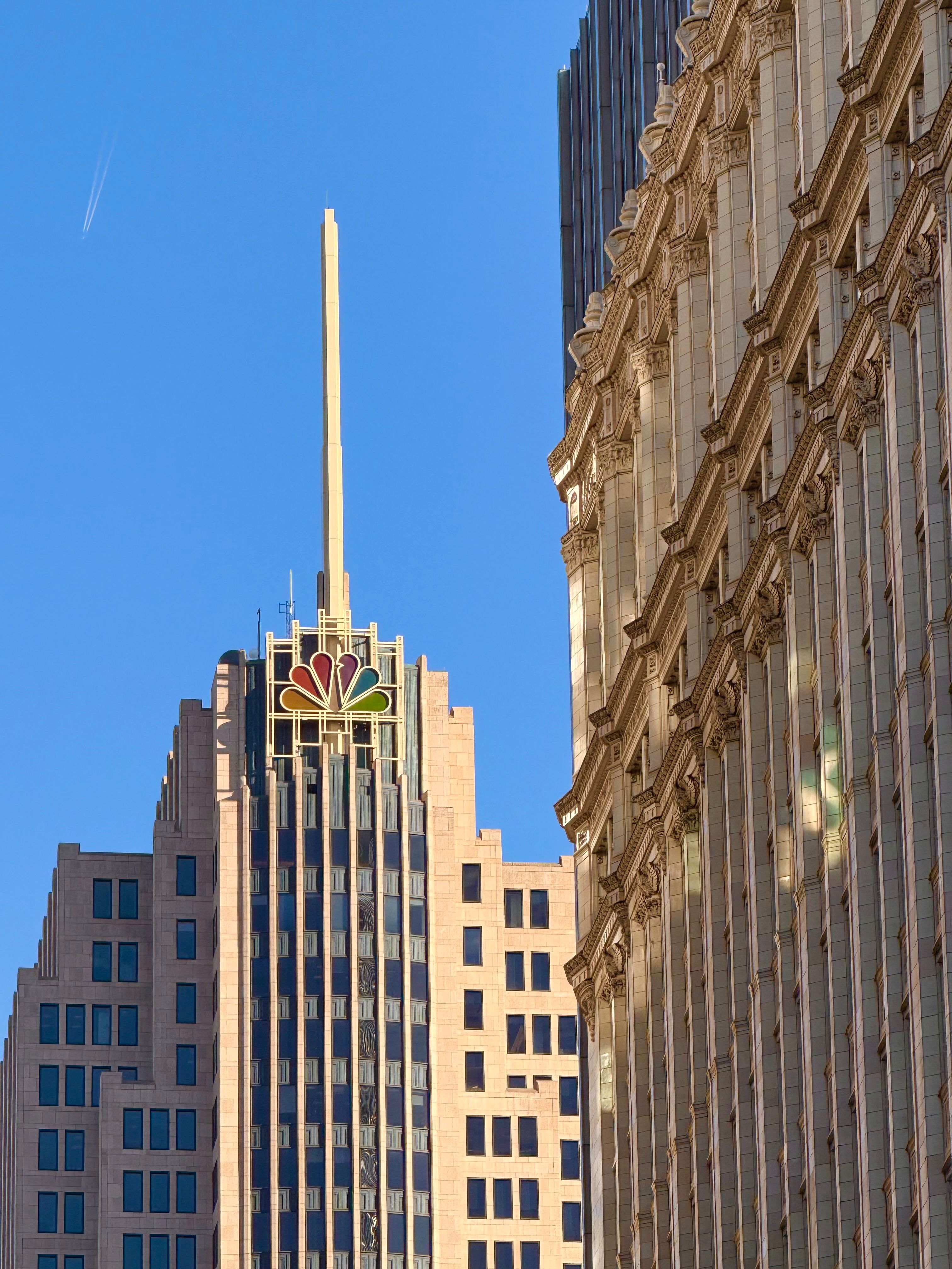 NBC Tower with Ornate Historic Building Facade · Free Stock Photo
