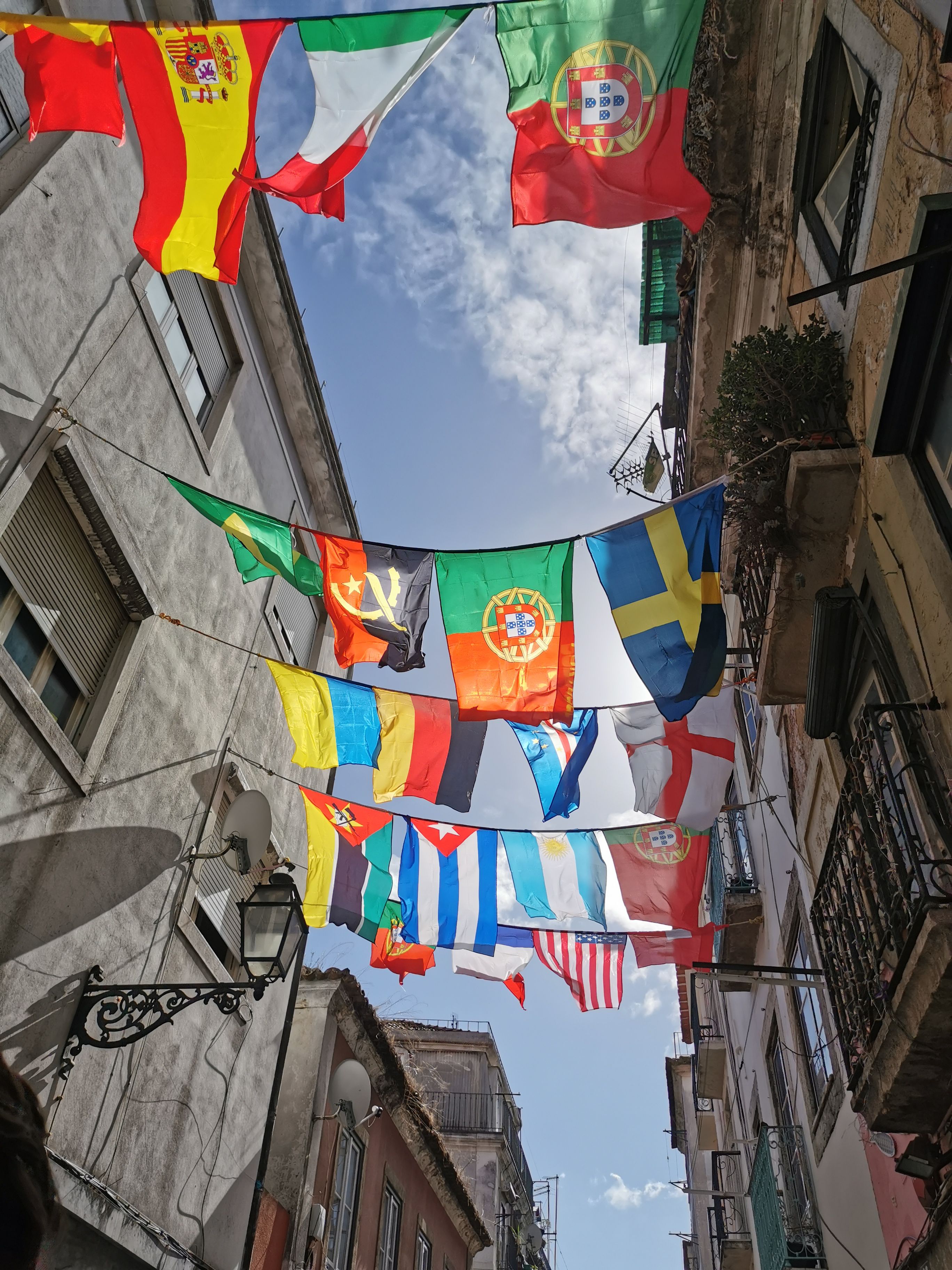 Colorful International Flags in Street View · Free Stock Photo