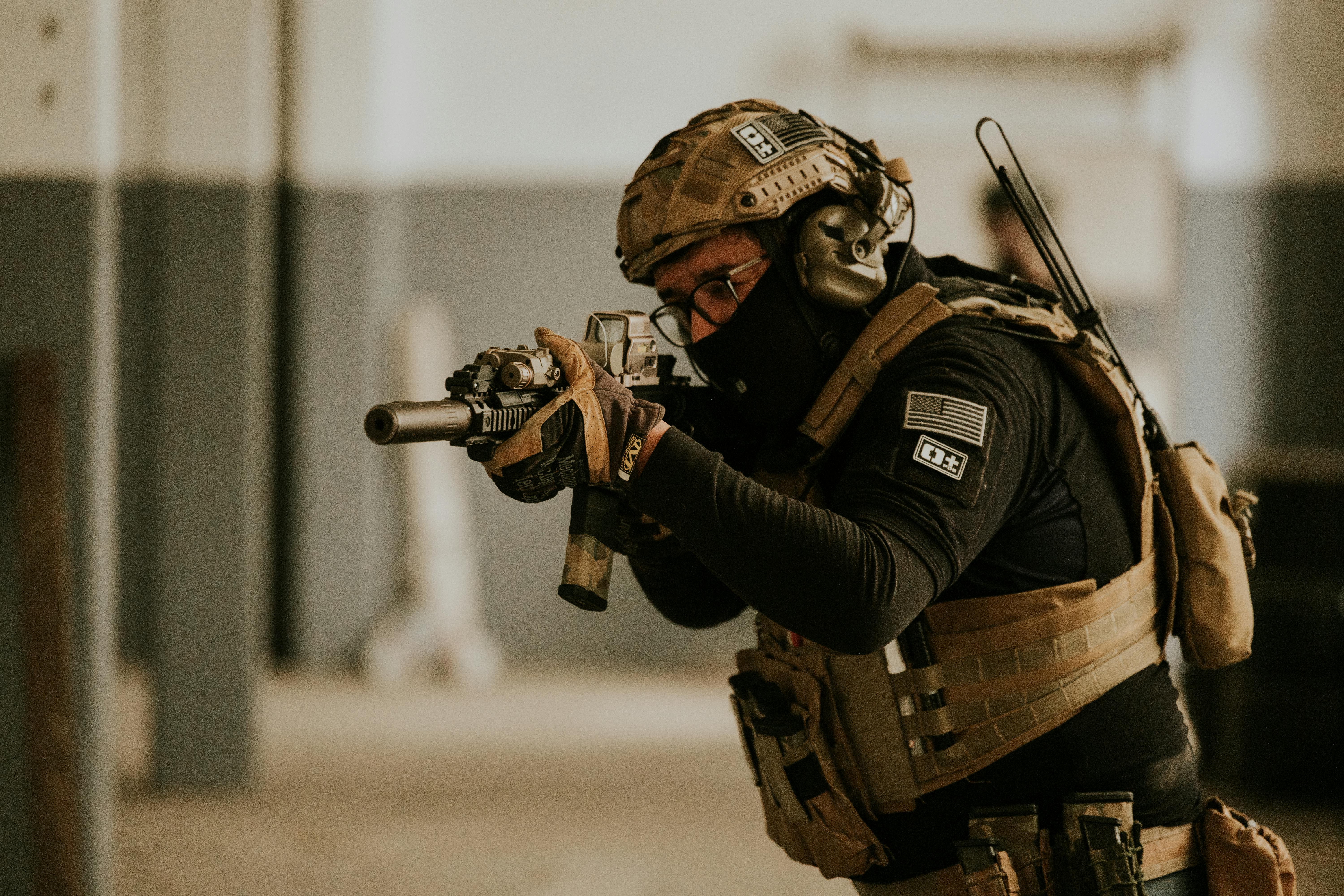 Tactical Military Training Indoors with Soldier · Free Stock Photo