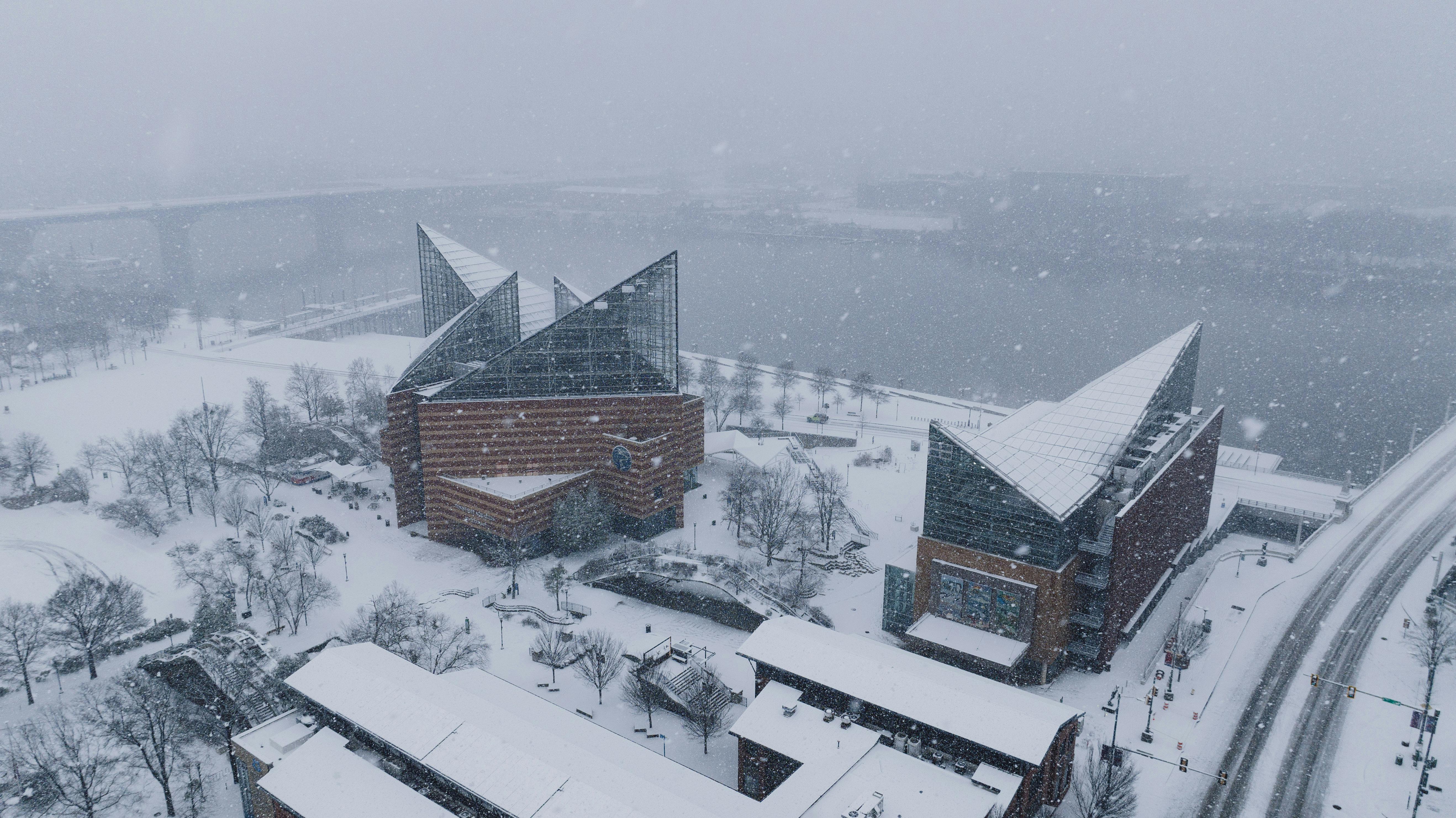 Snowy Aerial View of Chattanooga Architecture · Free Stock Photo