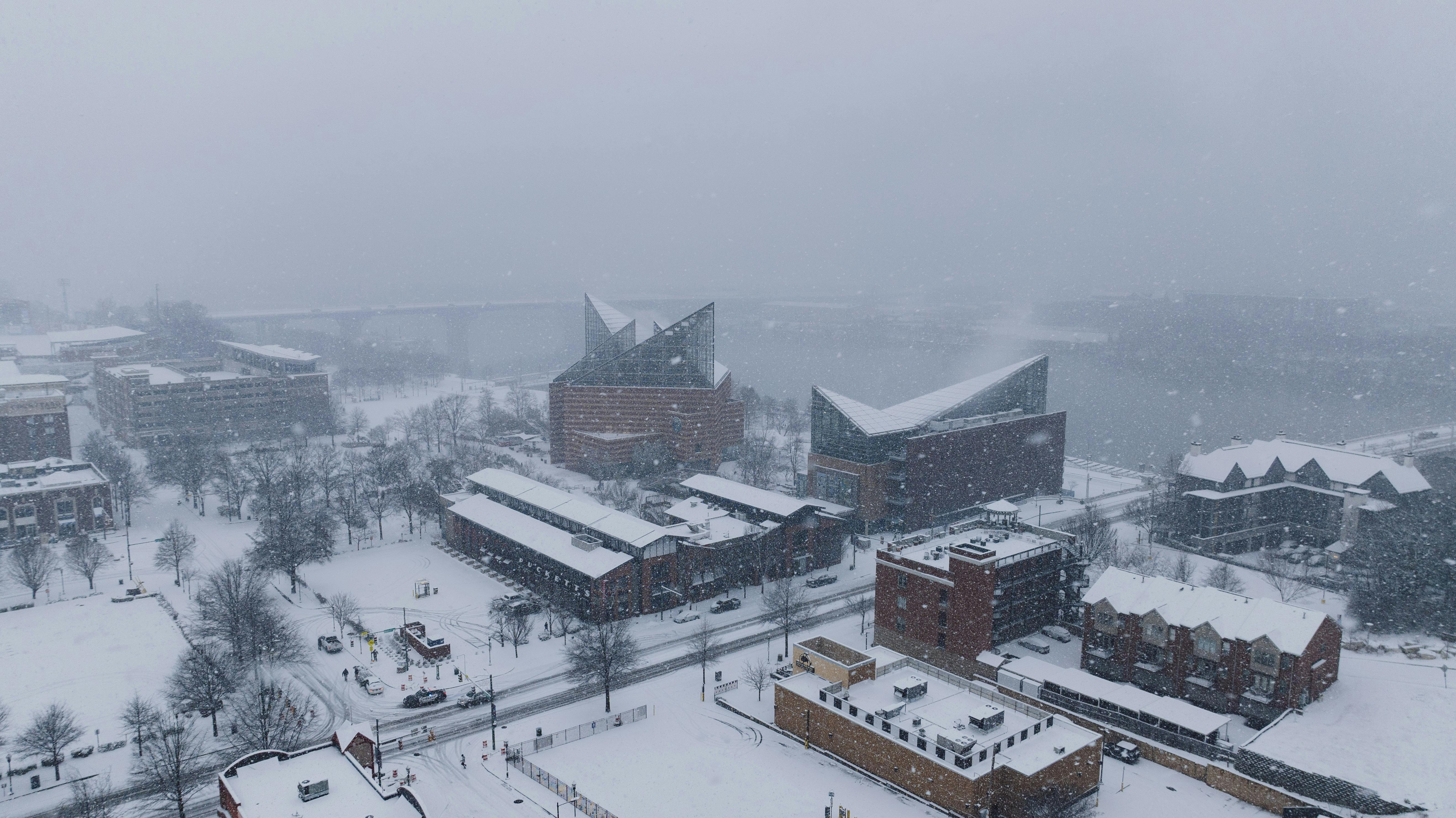 Snowy Aerial View of Chattanooga Winter Landscape · Free Stock Photo