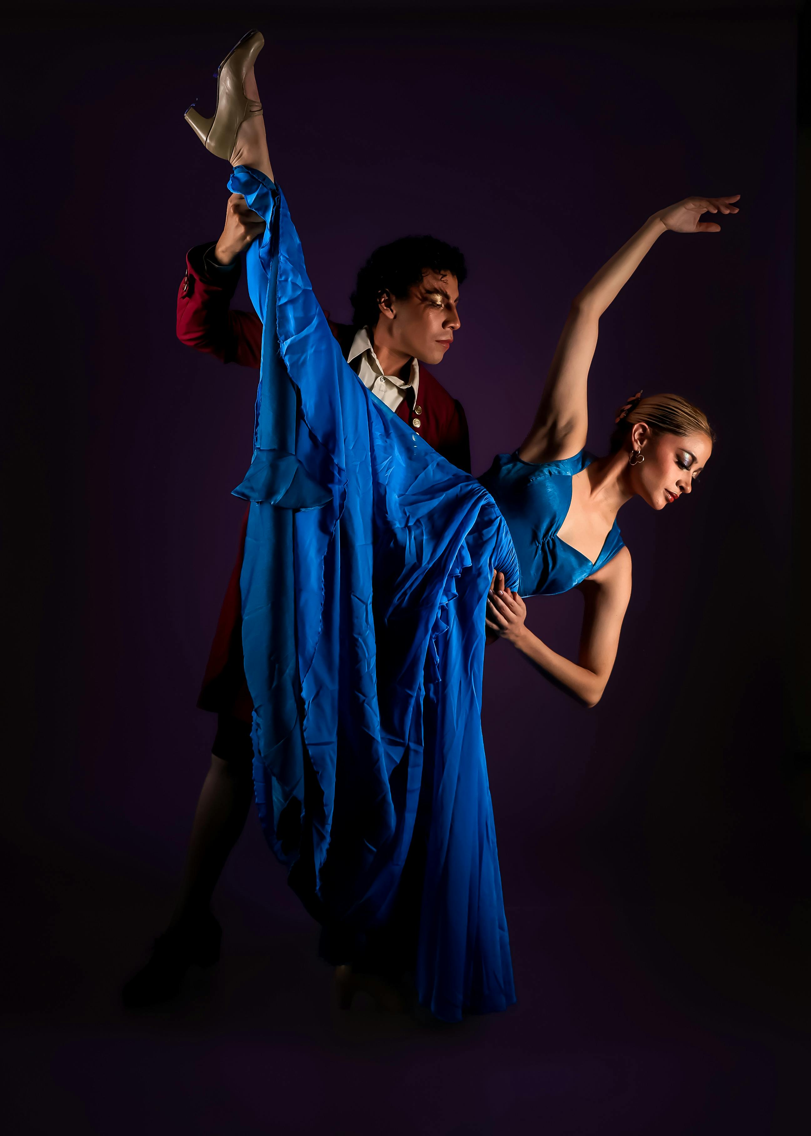 Elegant Ballroom Dance Performance in Blue · Free Stock Photo