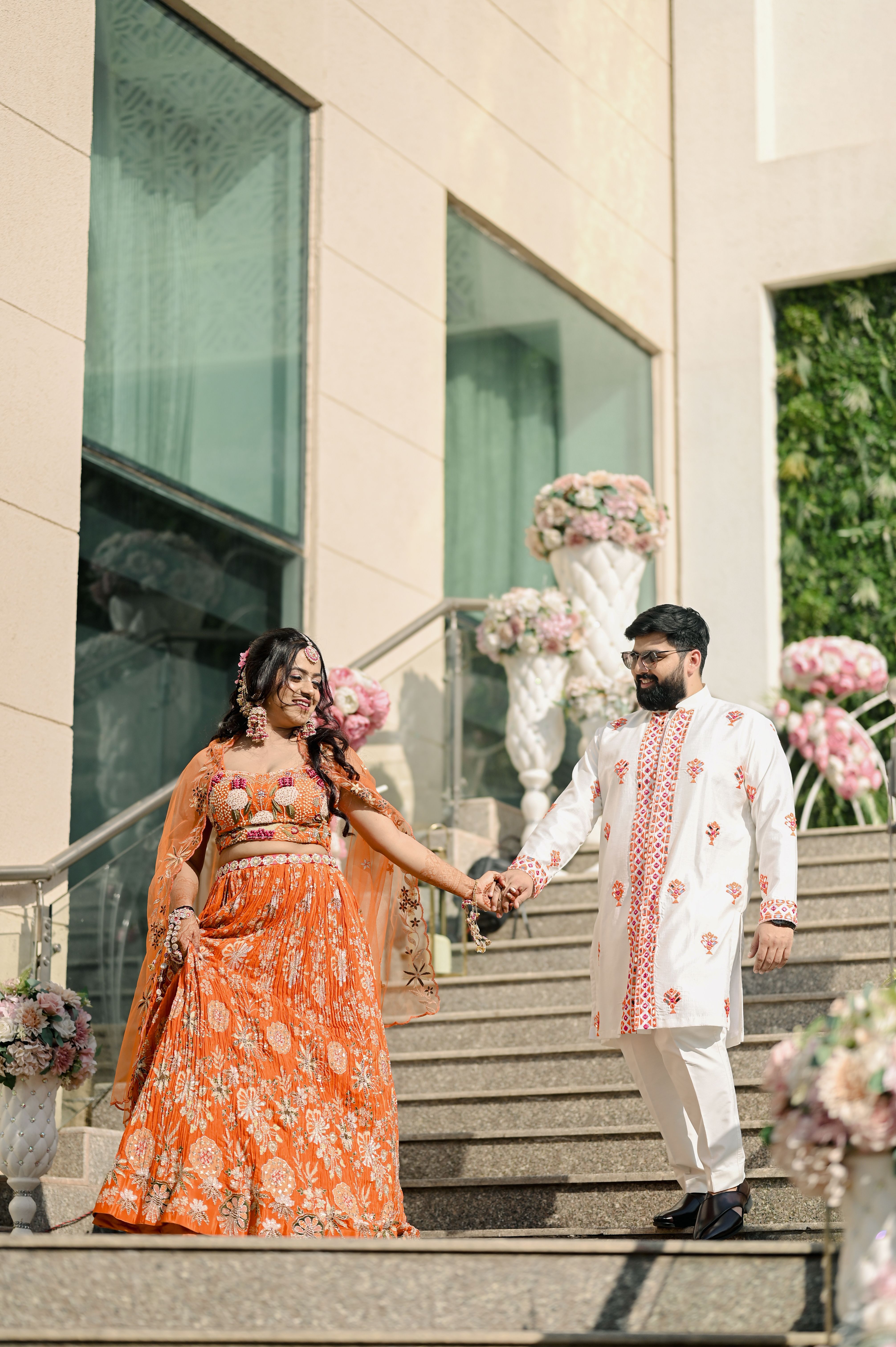 Elegant Couple in Traditional Indian Attire Outdoors · Free Stock Photo