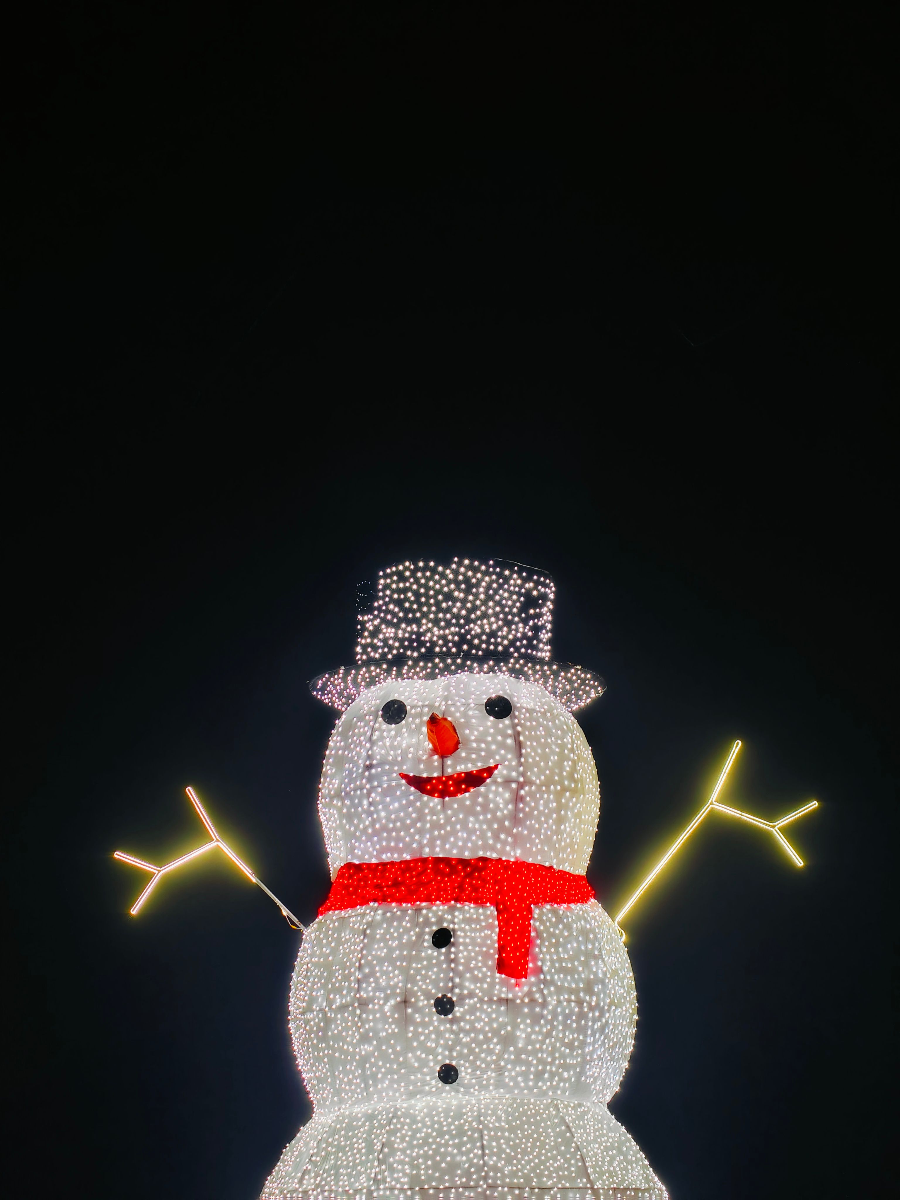 Festive Illuminated Snowman Display at Night · Free Stock Photo