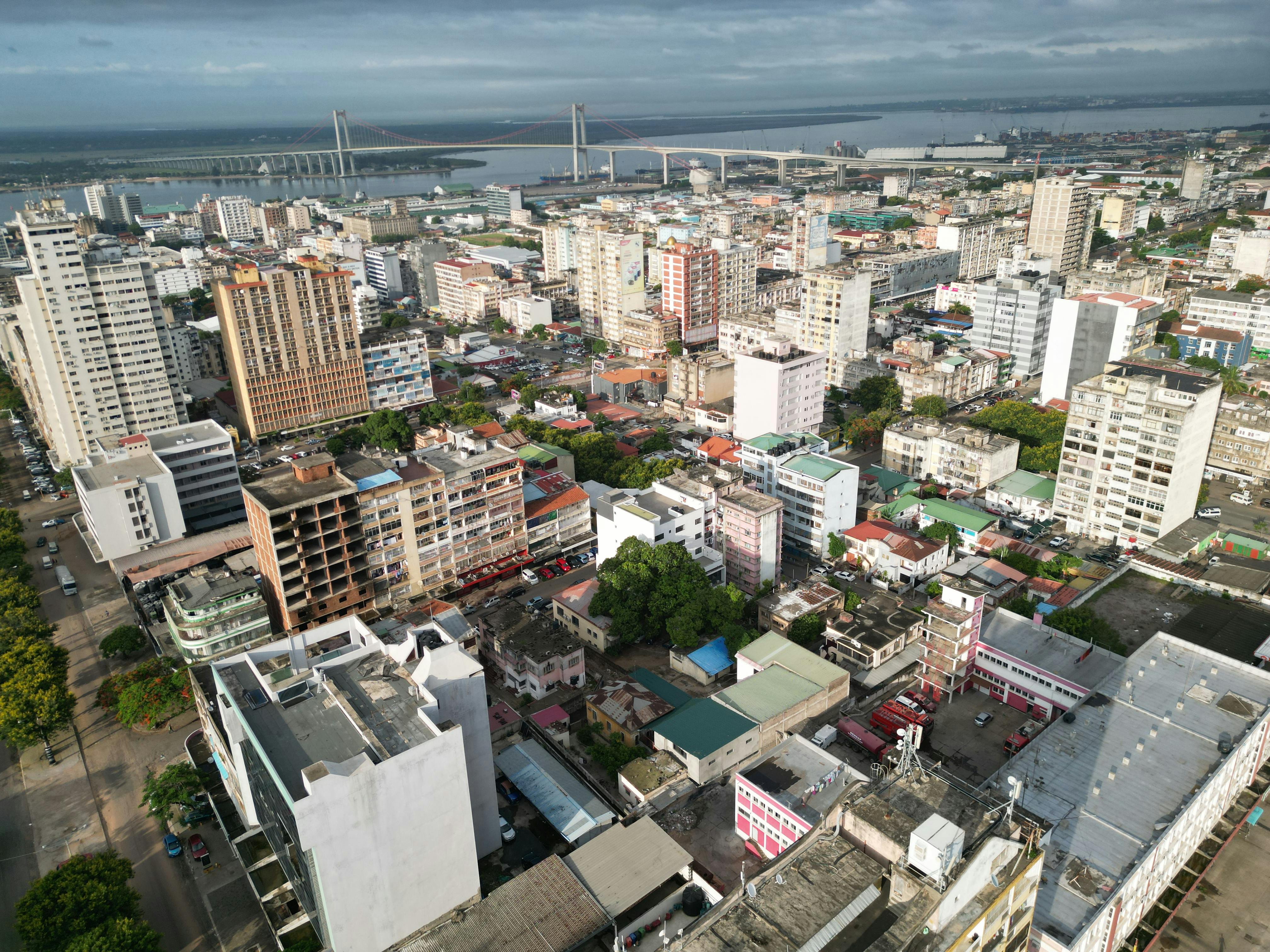 Aerial View of Maputo Cityscape with Bridge · Free Stock Photo